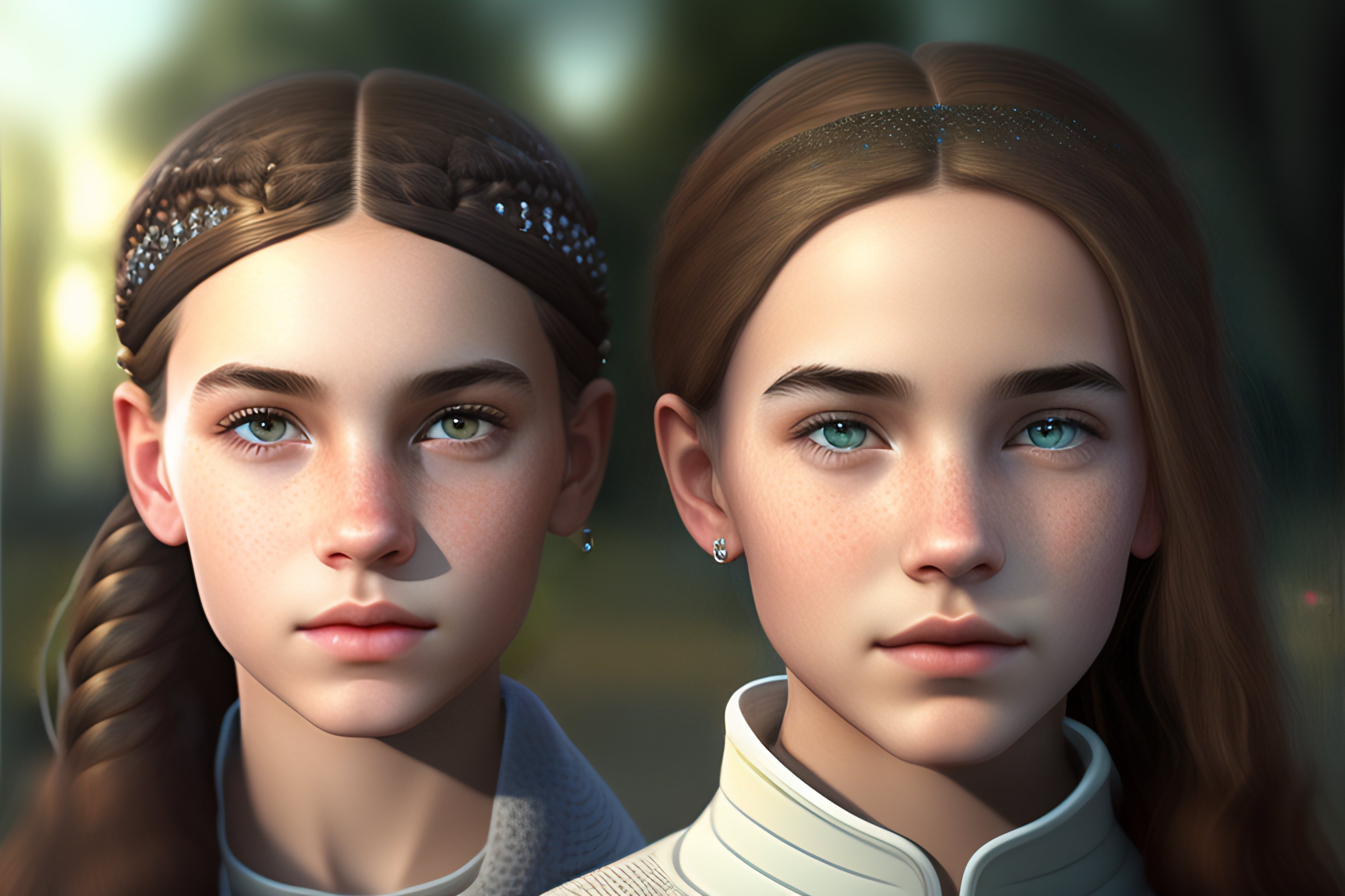 Lexica - Young girl face pale and swarthy, large gray eyes under round ...