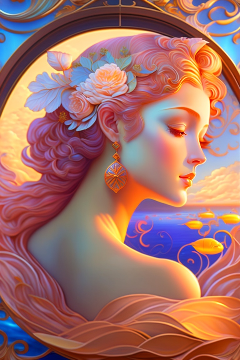 Lexica - Nouveau mermaid realistic animation, alphonse mucha, james ...