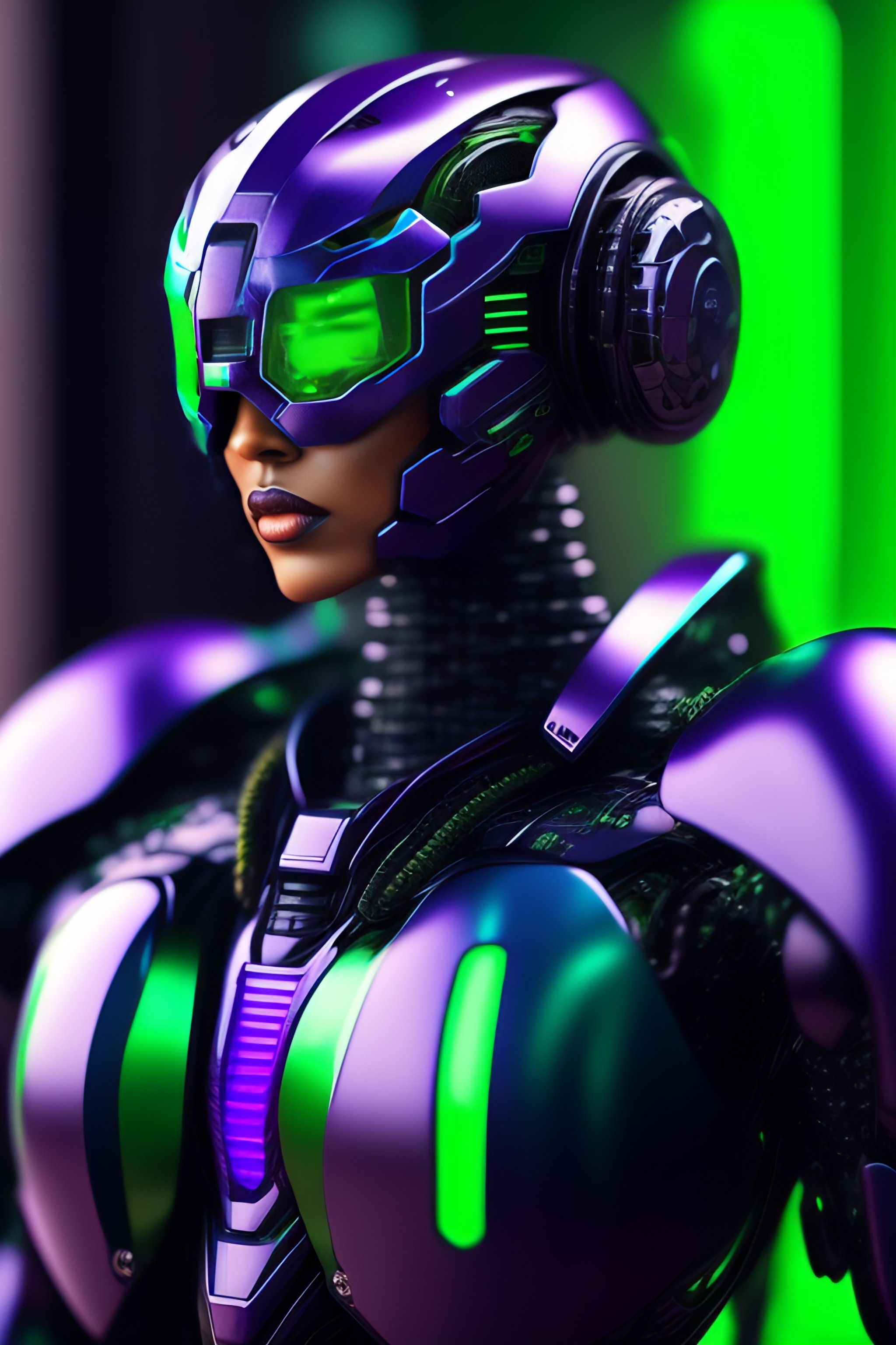 Lexica - The cold green and purple cyborg is an artificial intelligence ...