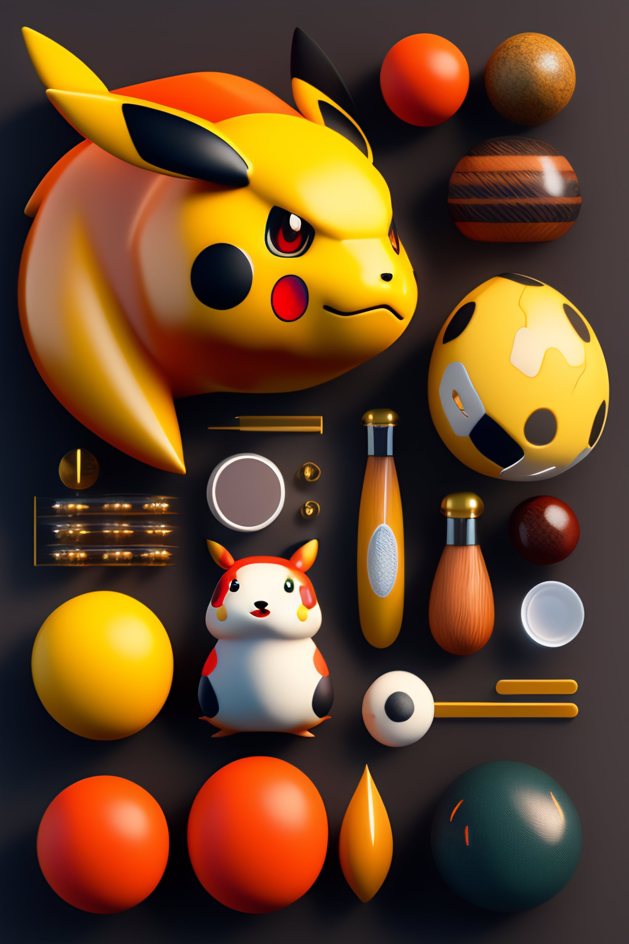 Lexica - Pokemon , Knolling, Deconstruction body parts, pokeballs ...