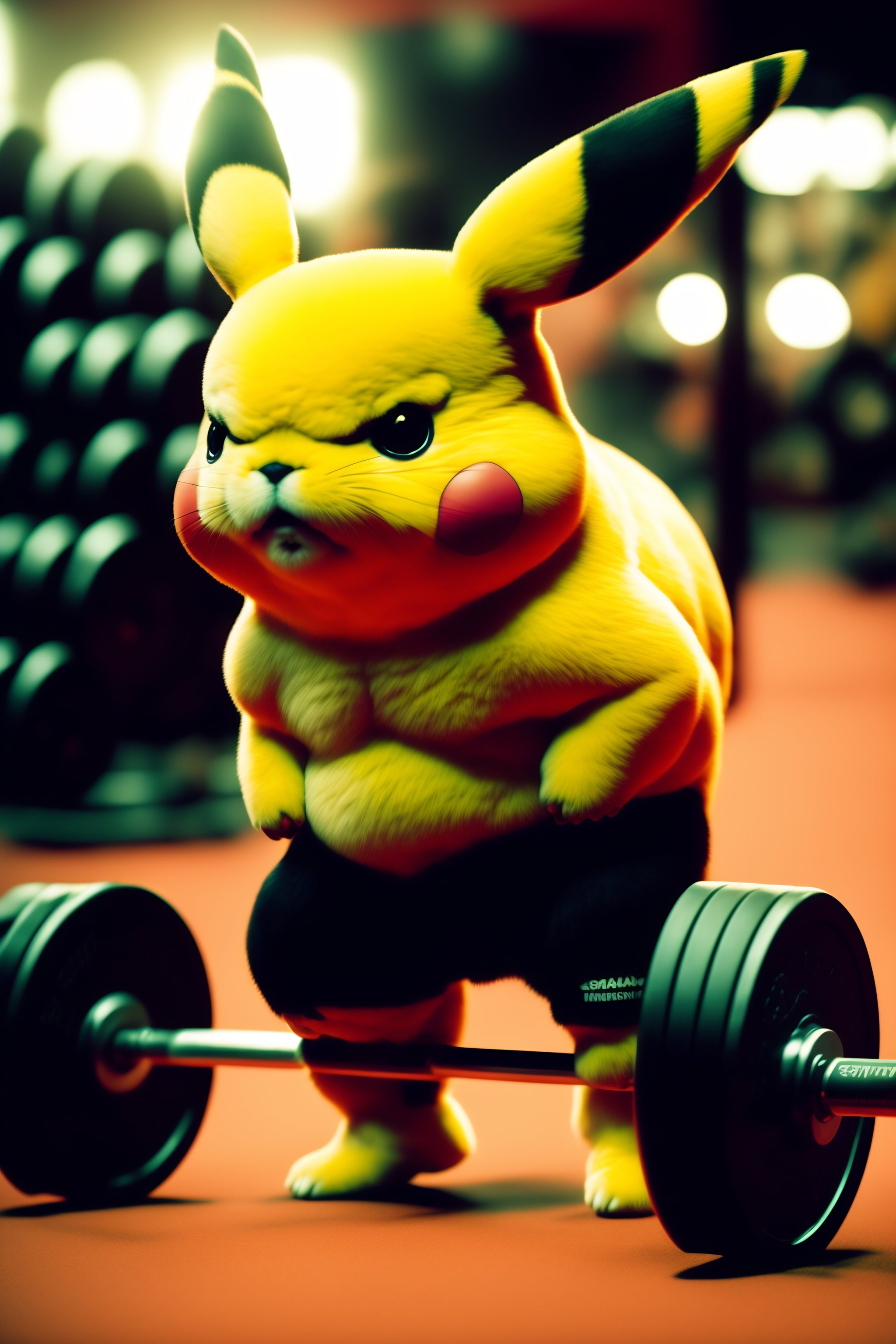 Lexica - Pikachu doing deadlifts and getting swole at a luxury gym ...