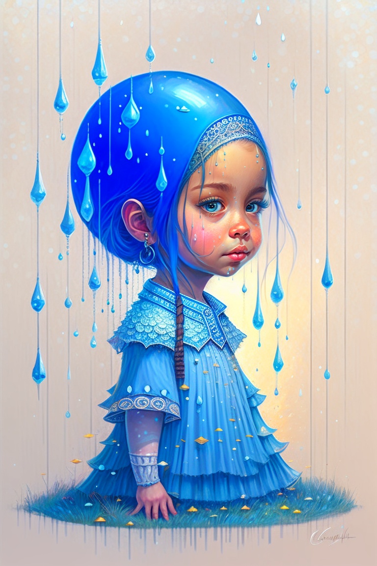 Lexica - Blue rain, stribk, fantasy, scene, blender, gentle, detailed ...