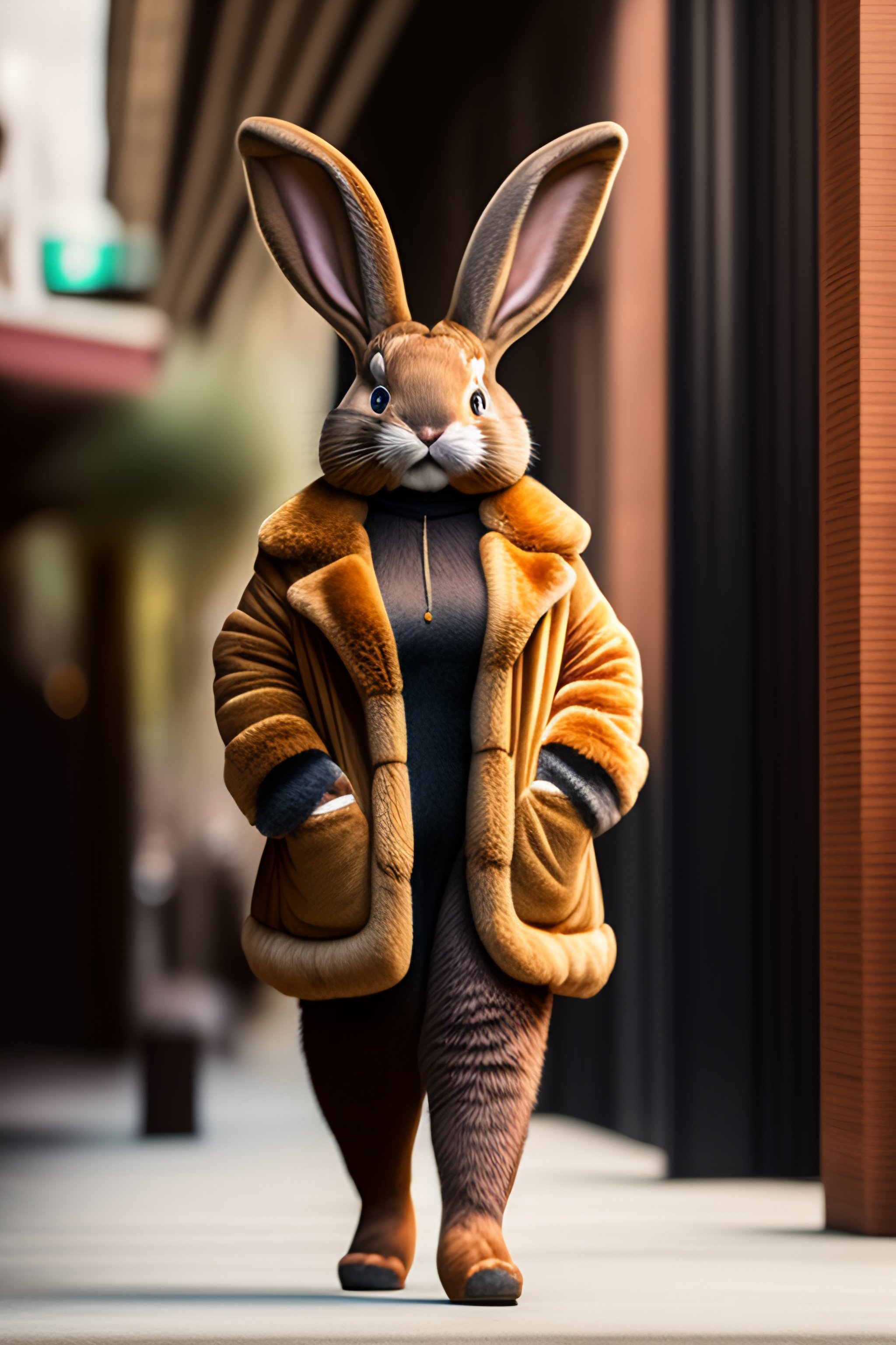 Lexica - Female proportion anthro bunny, big foot costume, fur