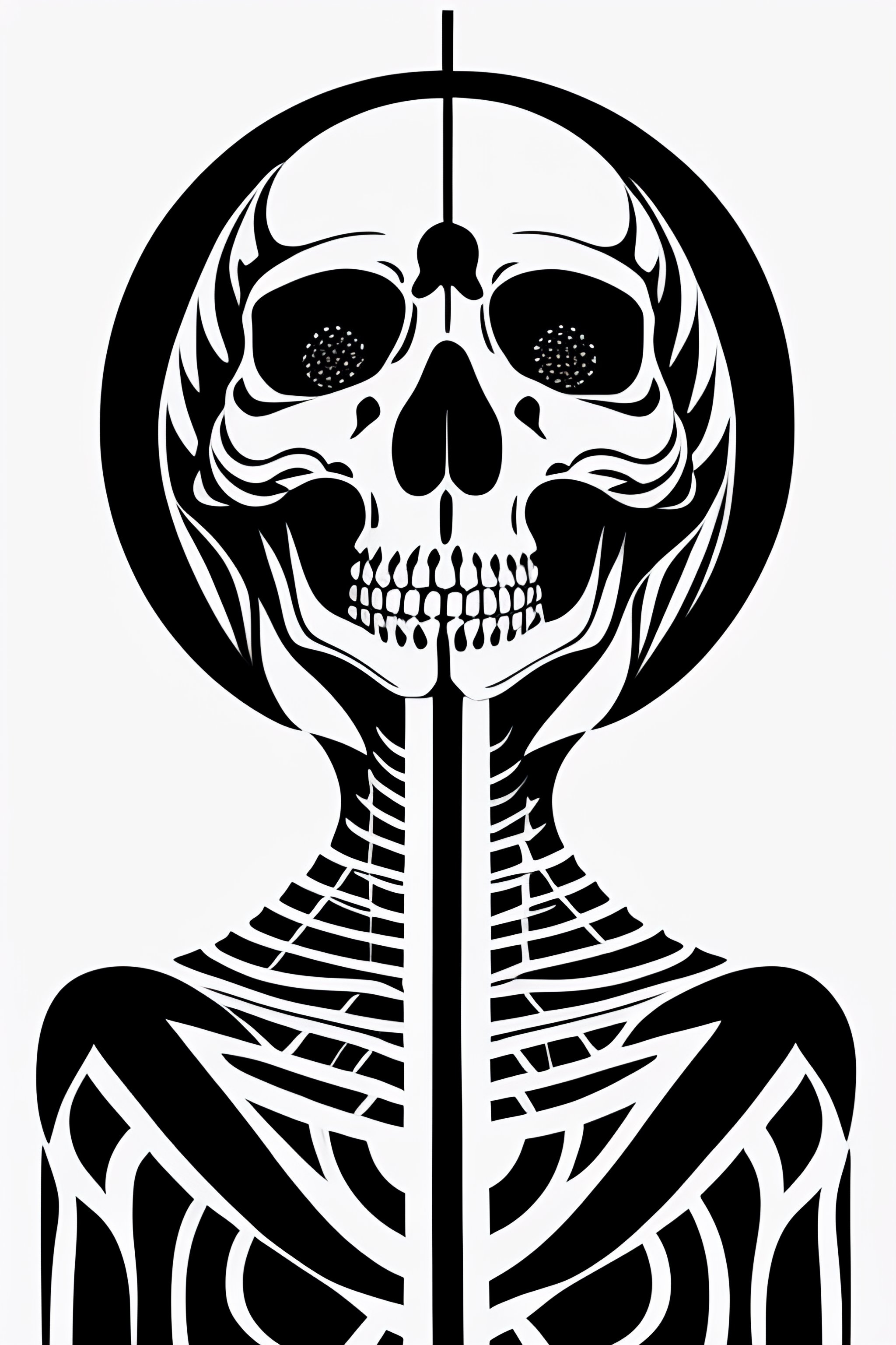 Lexica - Symmetry, a skeleton being hung, glare, black and white, white ...