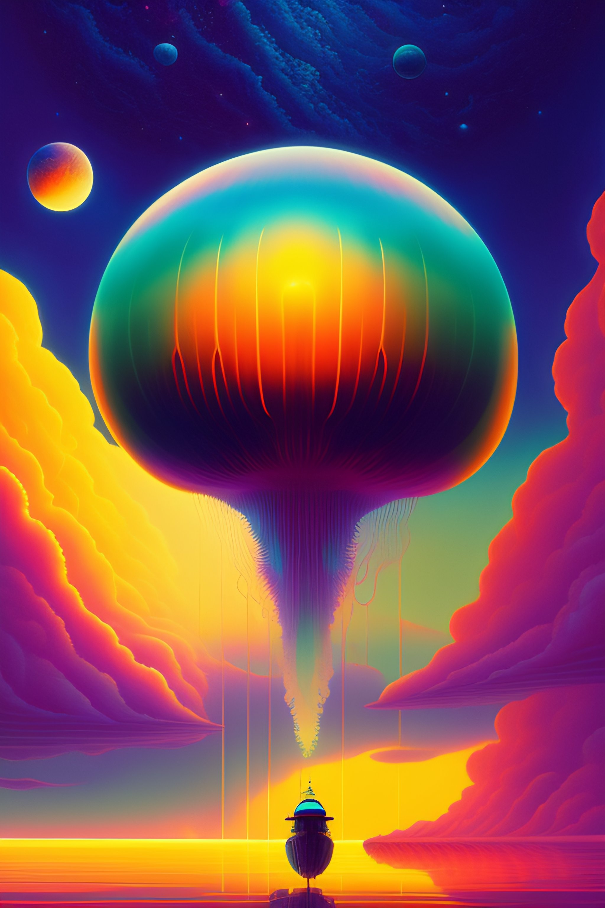 Lexica - Giant jellyfish-type alien creature, floating in the clouds of ...