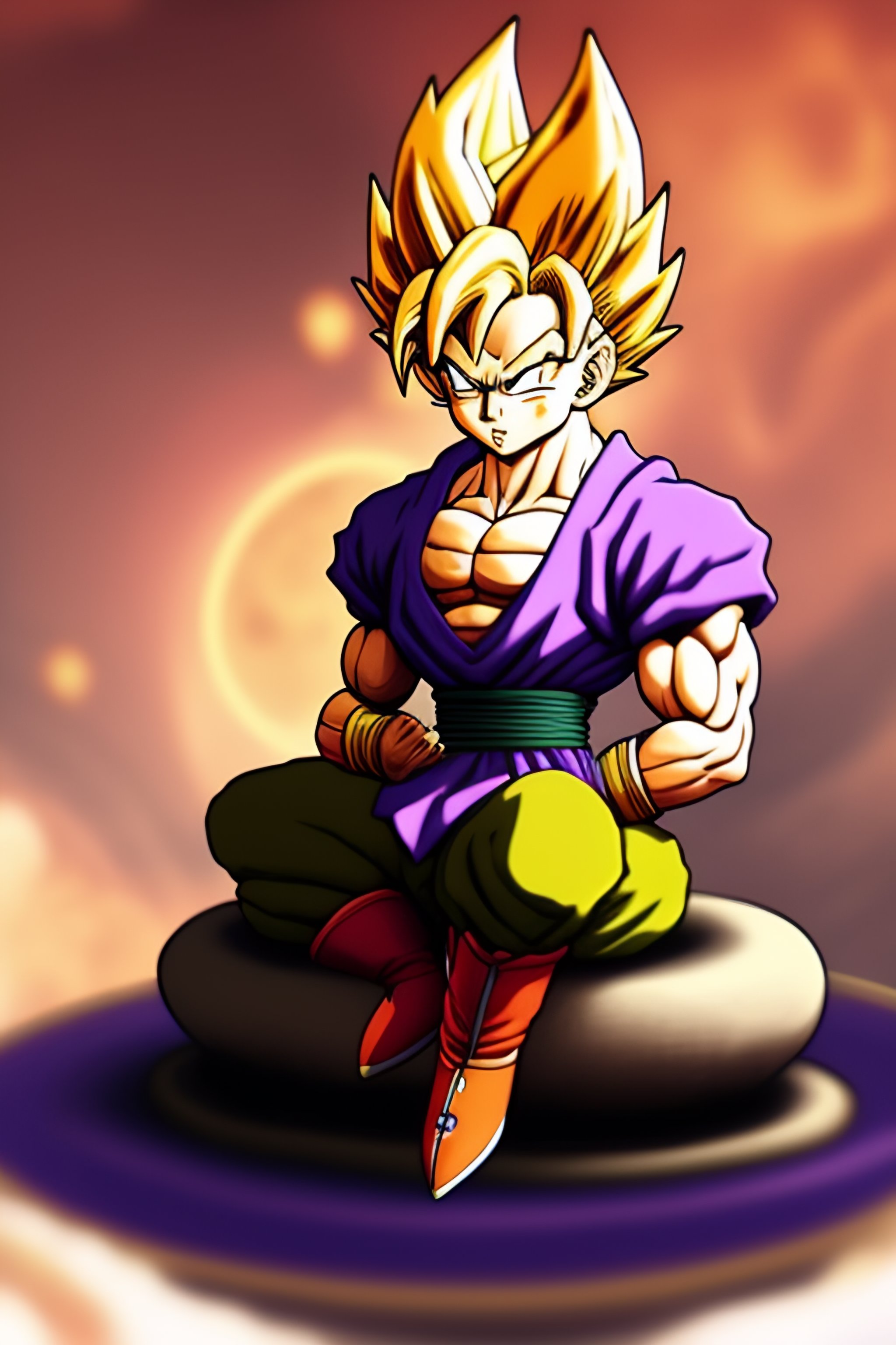 Lexica - Sketch of a dragon ball z character seated in meditation