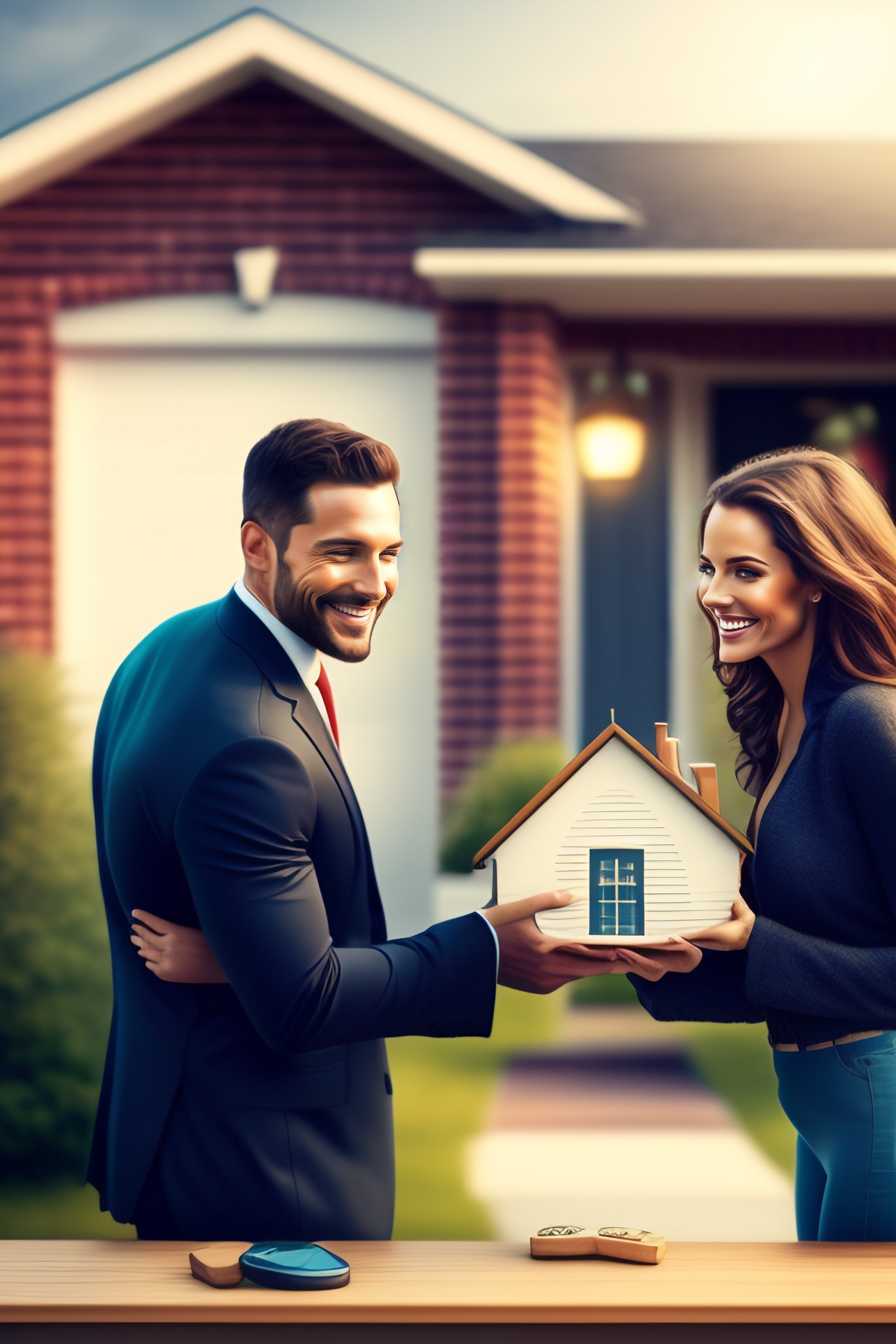 Lexica - Happy husband and wife buyin first house, keys, happiness, a ...