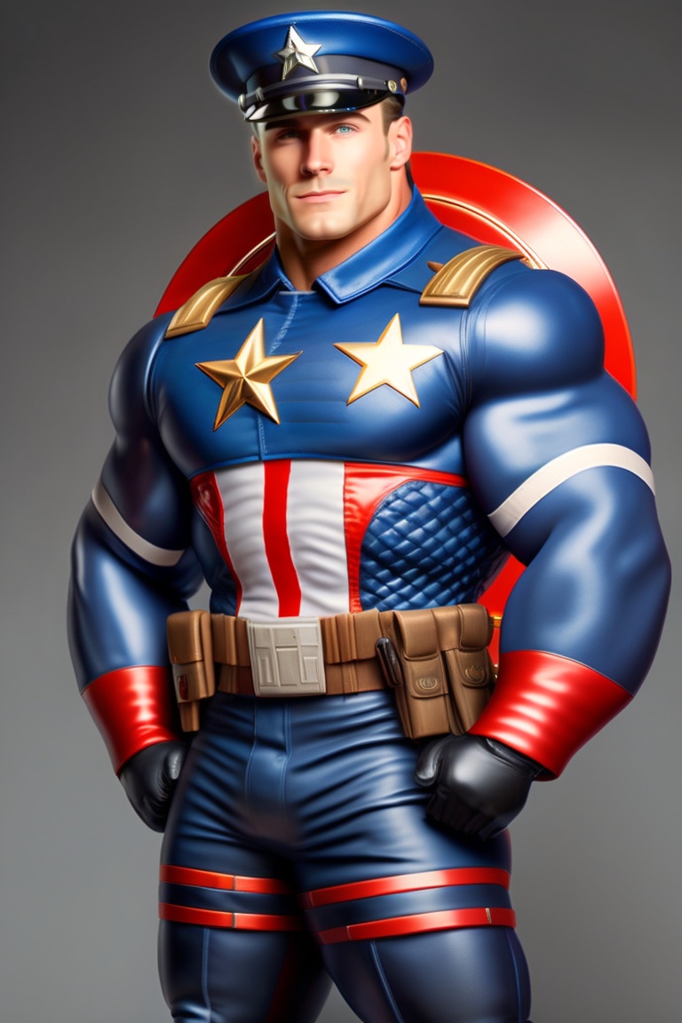 Lexica - Vintage 90's, captain america wearing police, full body