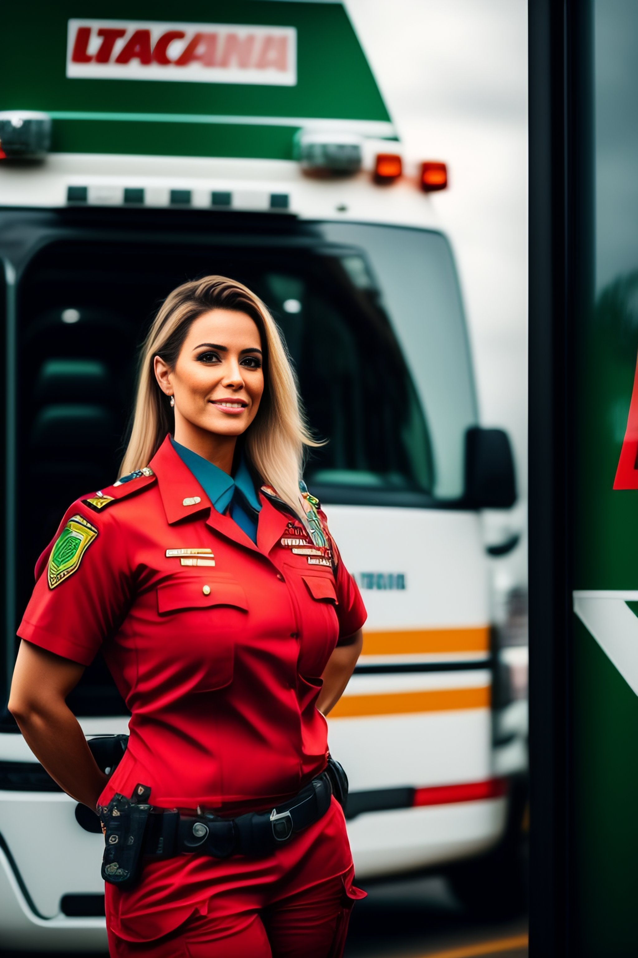 Lexica - Photoshoot of female ambulance lady in bikinis on the ambulance