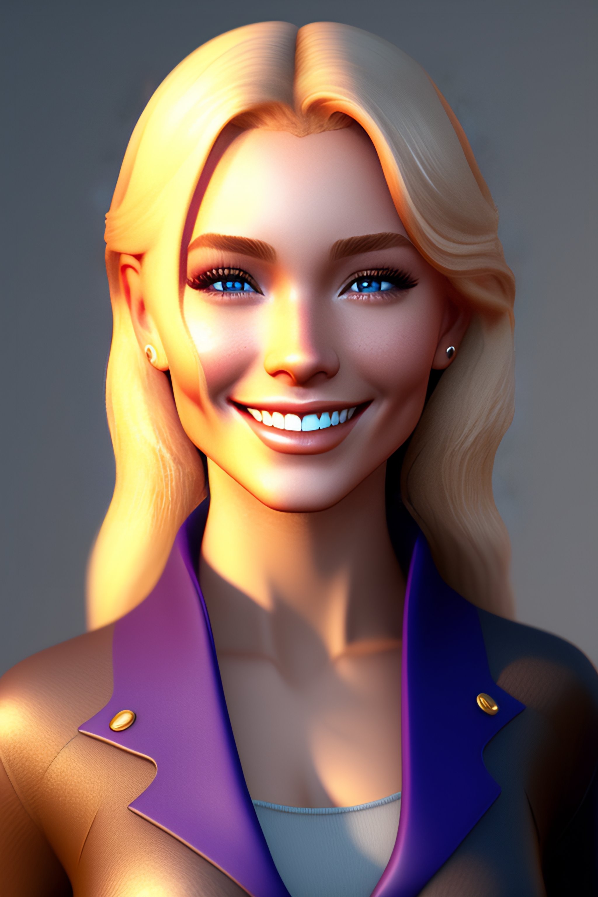 Lexica - Kute blonde girl 3d avatar smiling and closed eyes
