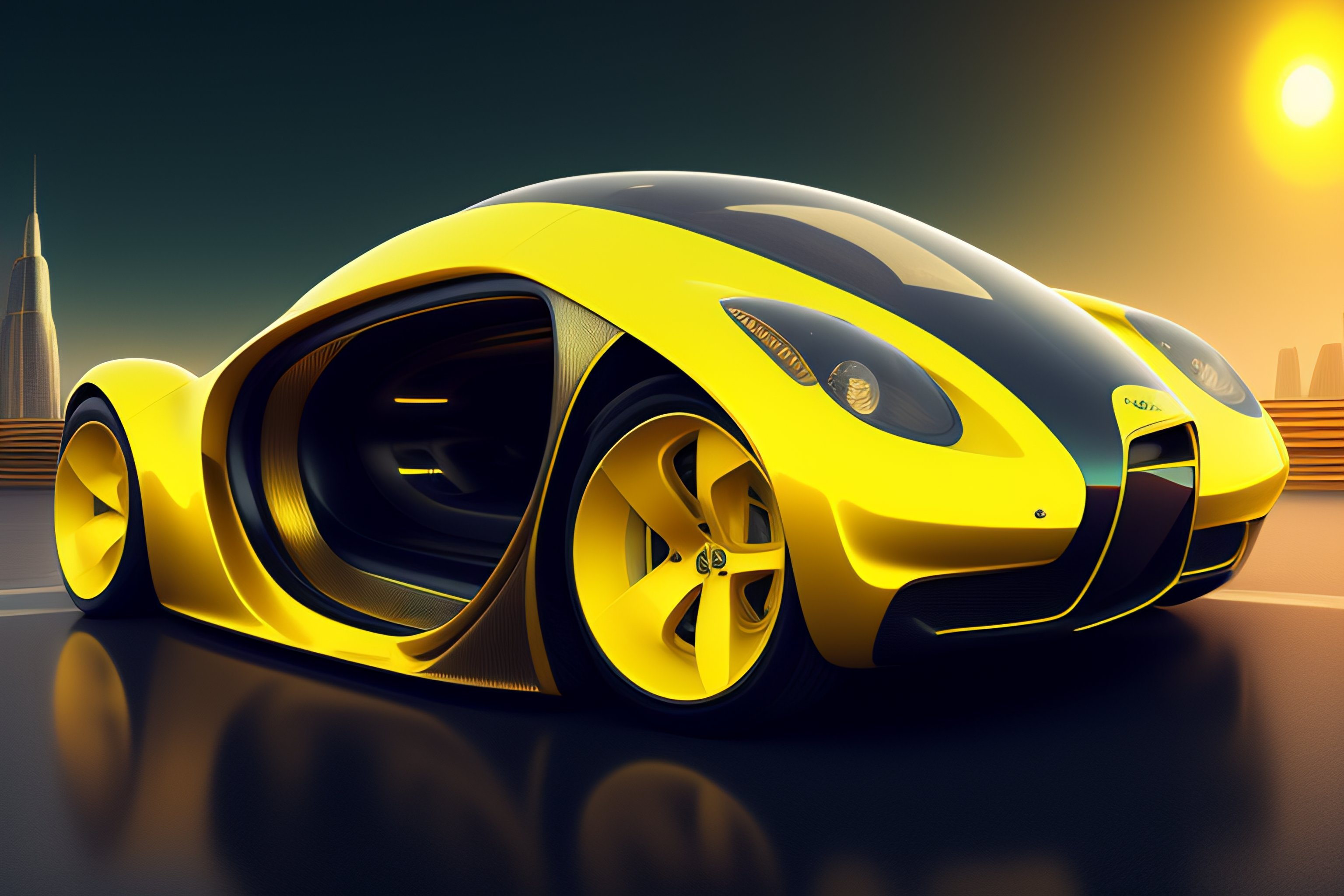 Lexica - Neo - futuristic yellow car, cybernetics, neo - futuristic ...
