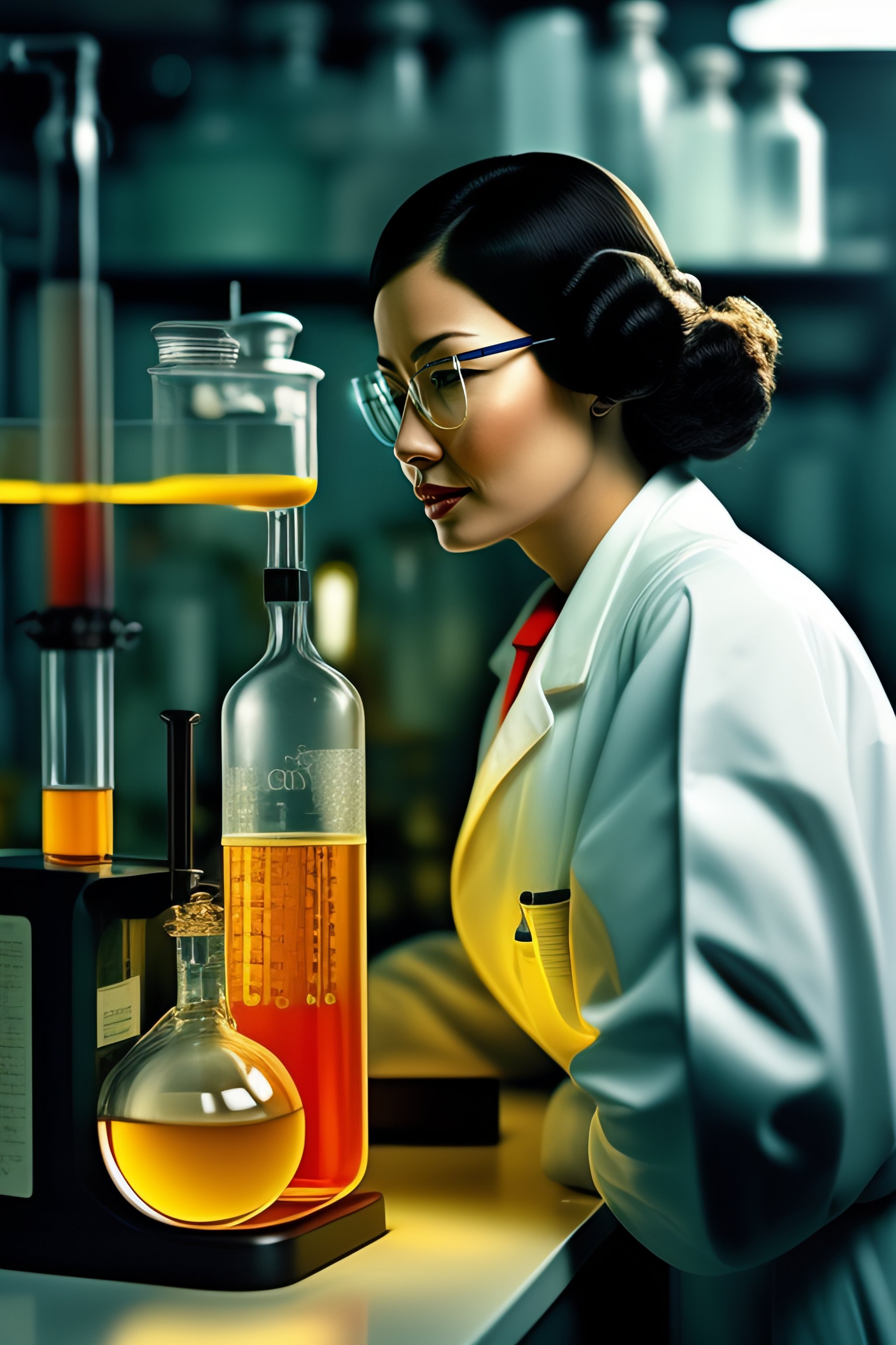 Lexica - Woman scientist in laboratory retro photo