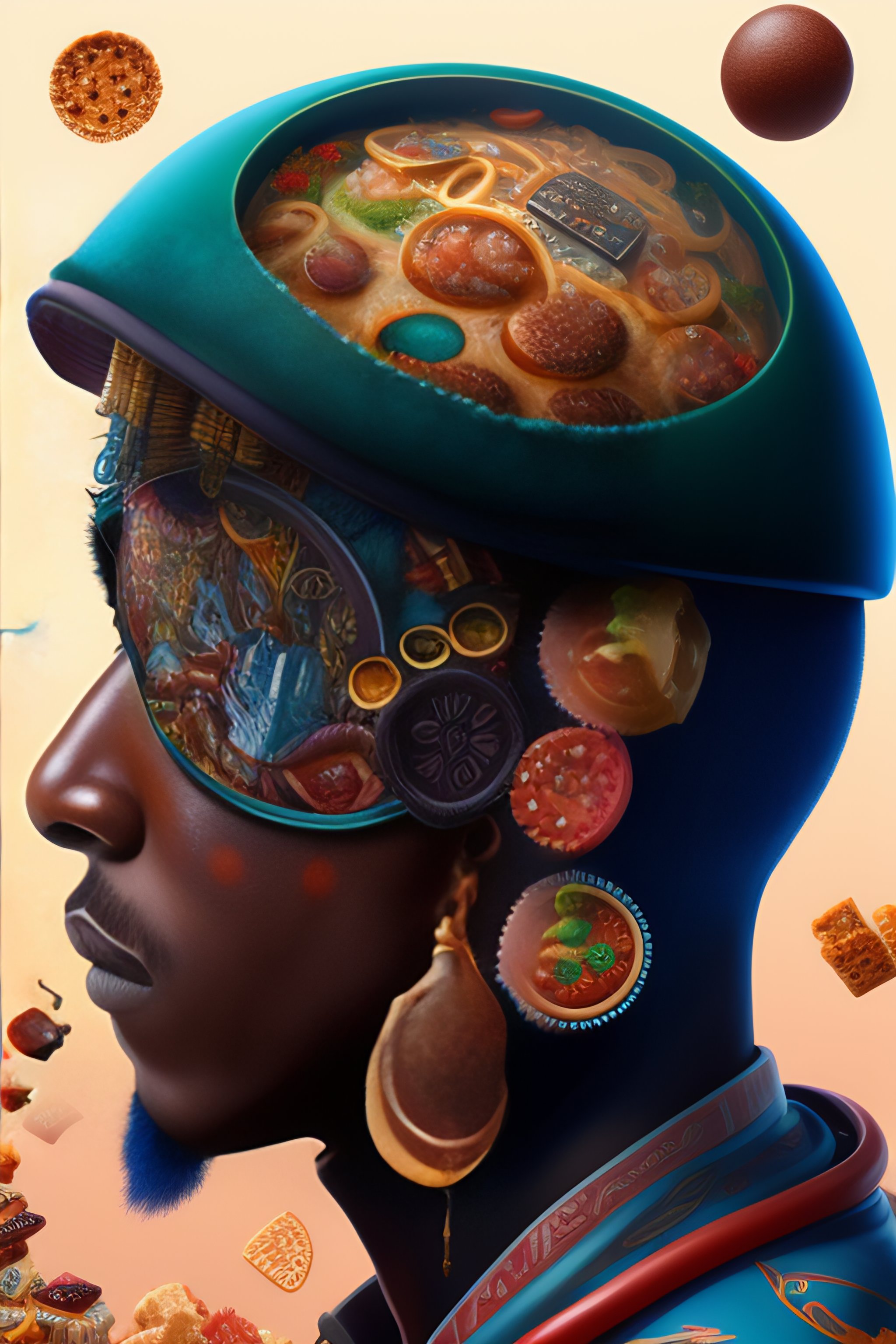 Lexica - The anatomy of a zoombie head made of junk food, an ultrafine ...