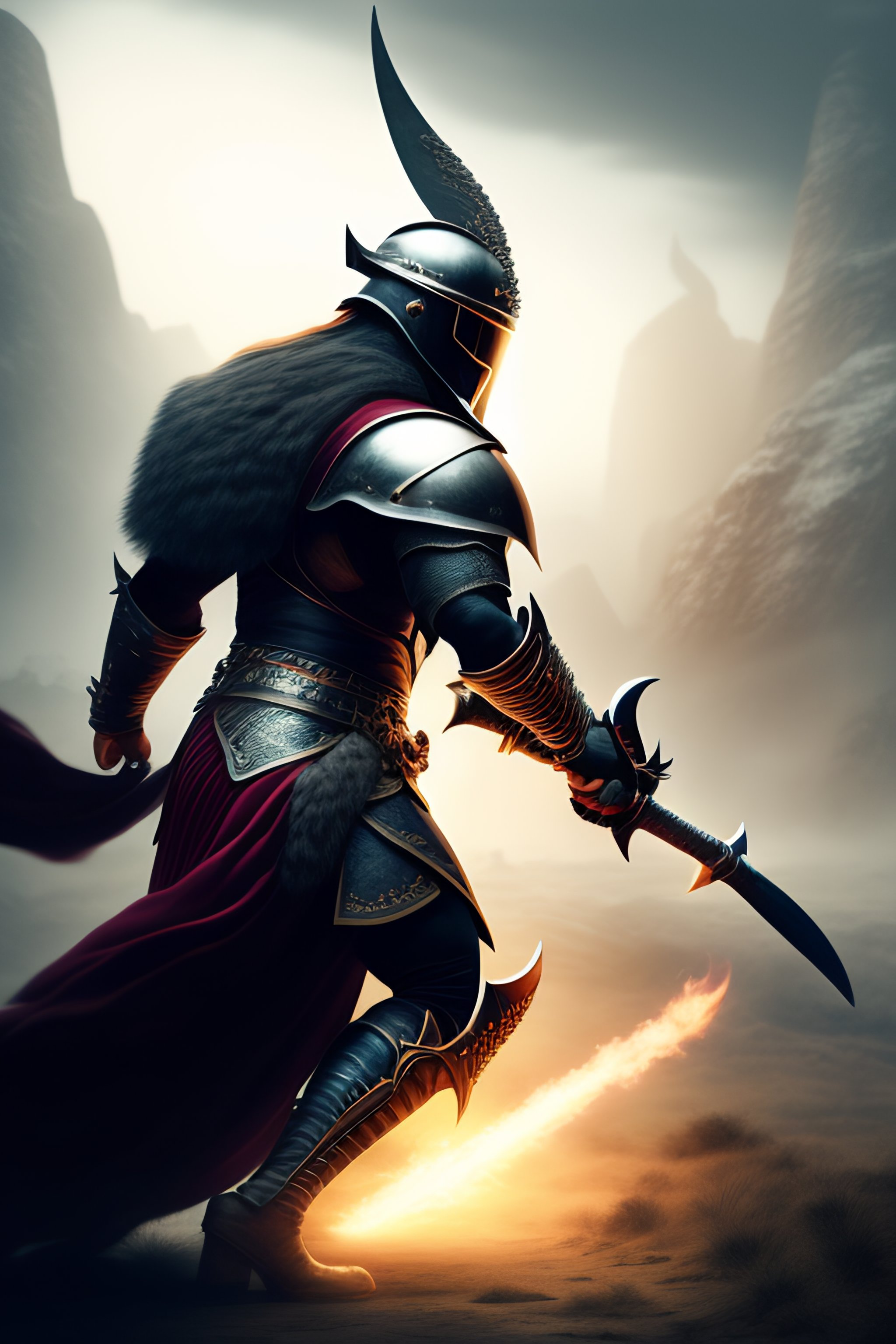 Lexica - Picture of a steel halberd held by a warrior.