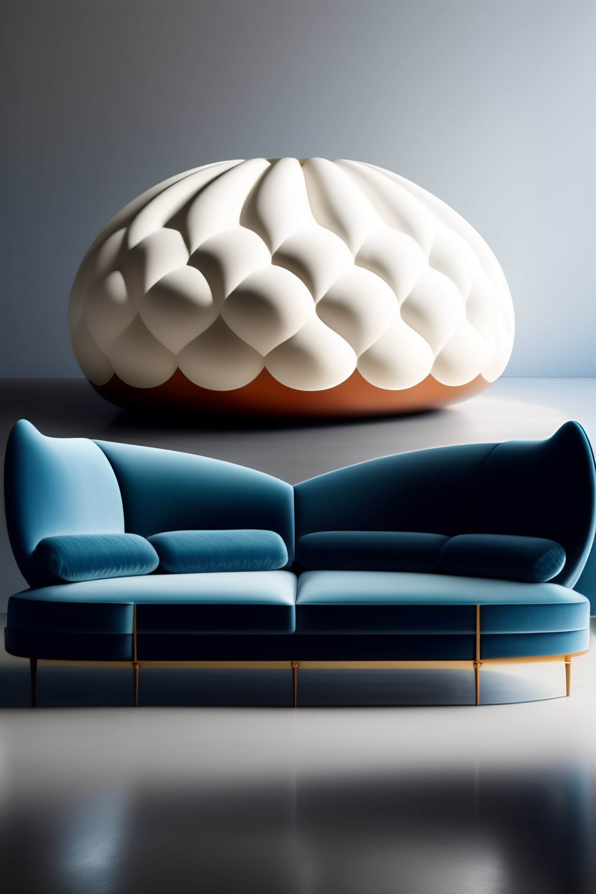 Lexica - A cloudy sofa in the shape of a seashell
