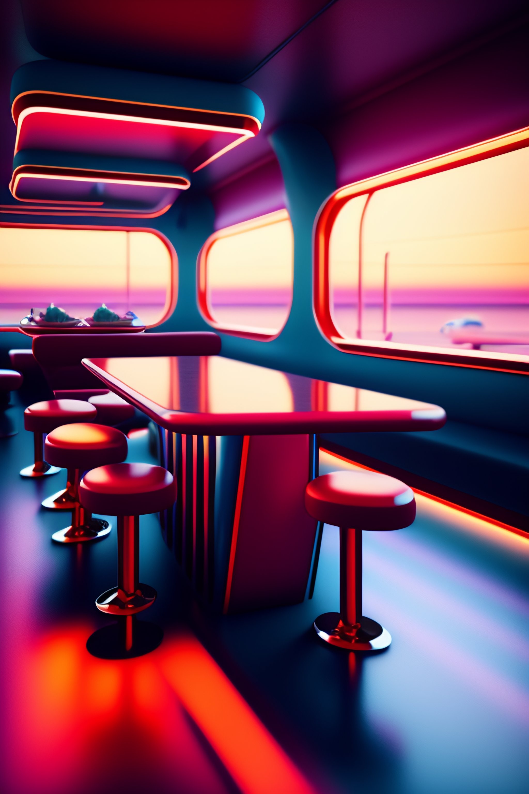 Lexica - 1 9 7 5 googie cyberspace themed classic american diner ...