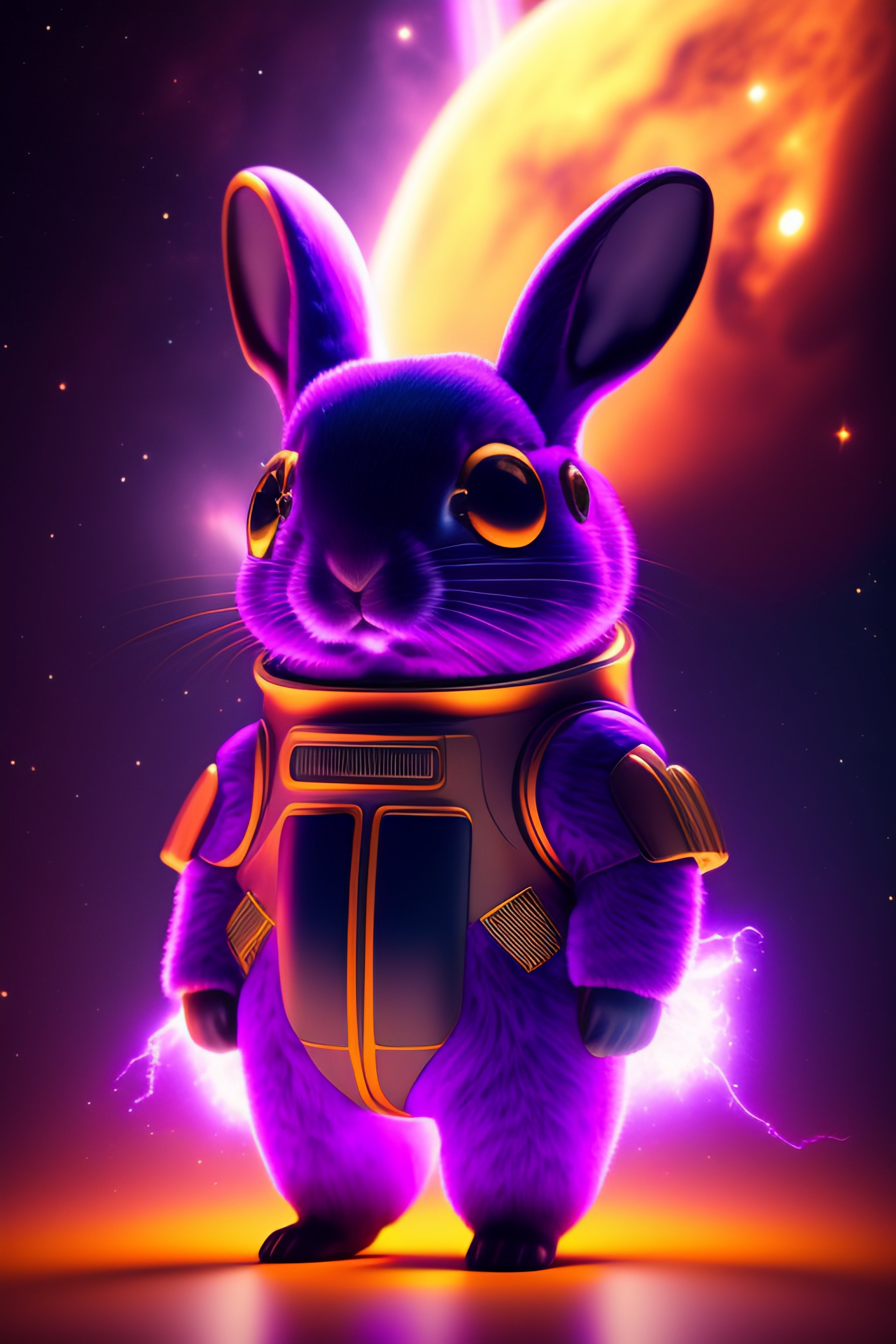 Lexica - A dark purple head Bunny in space suits, surrealism, retro ...