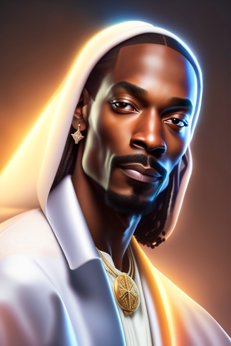 Lexica - Snoop dogg in Jesus mode, wearing a white garment with the ...
