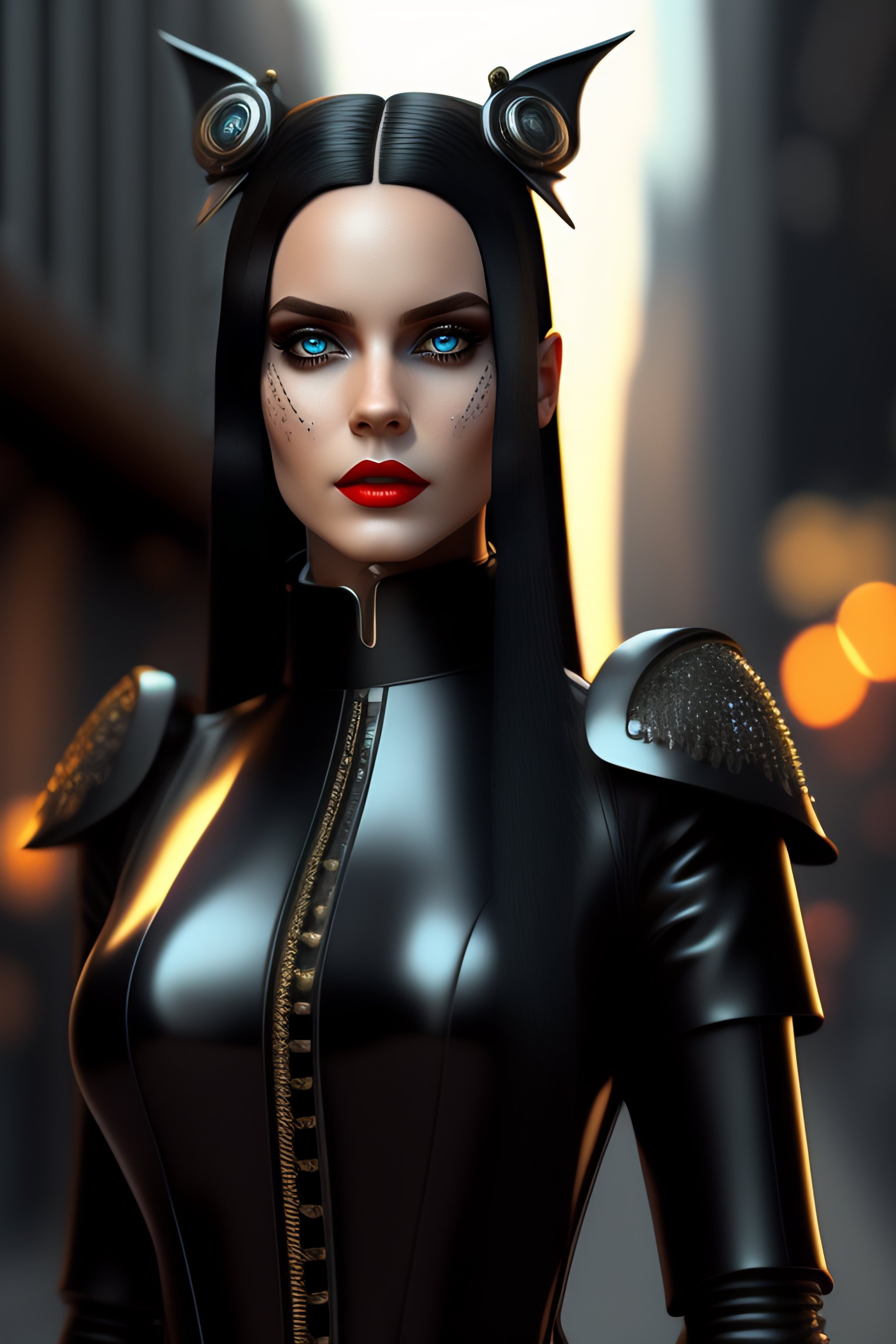 Lexica - Robotic Wednesday Addams stunning cyberpunk steampunk wearing ...