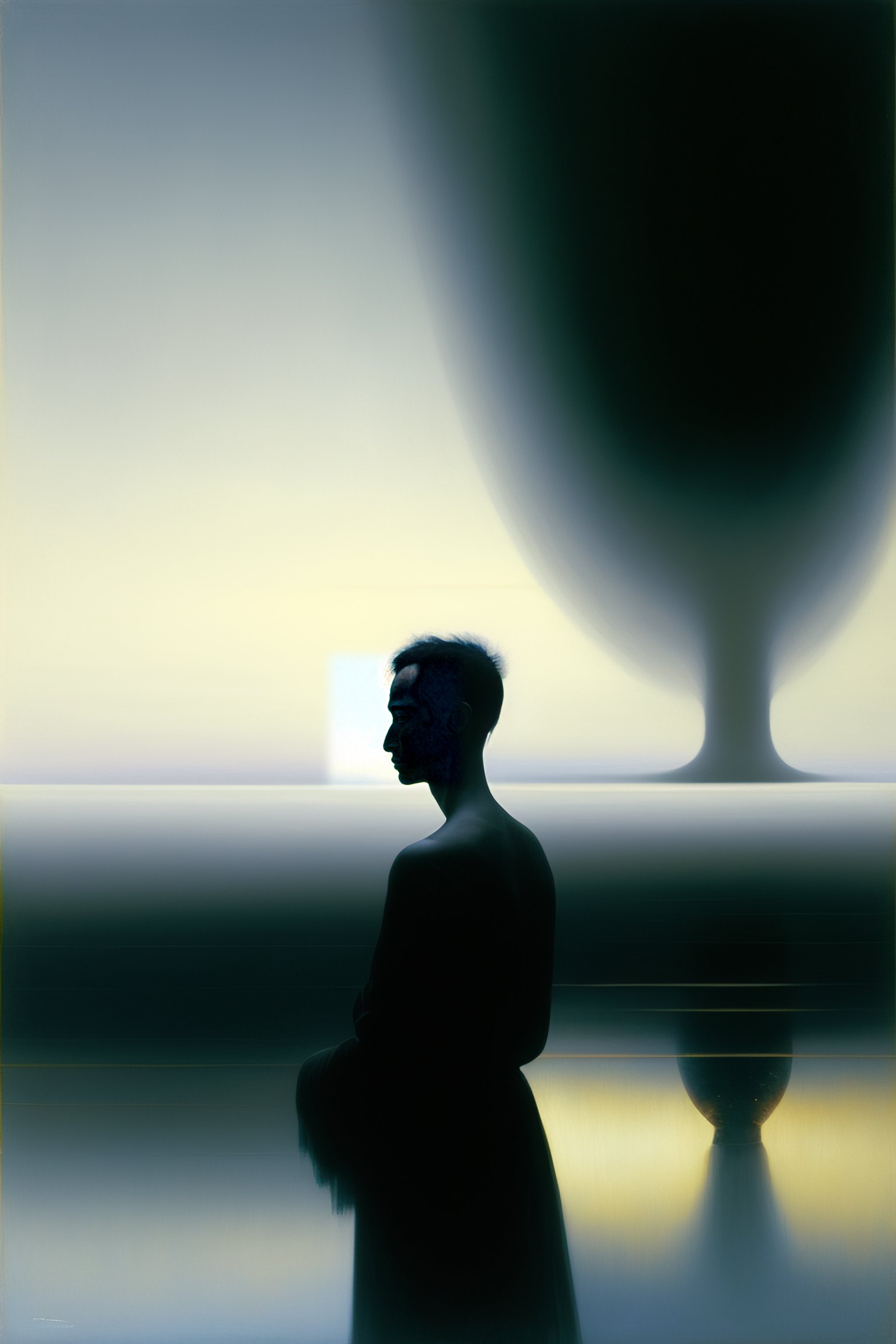 Lexica - A spiritual man meditating in a empty void, black and white ...