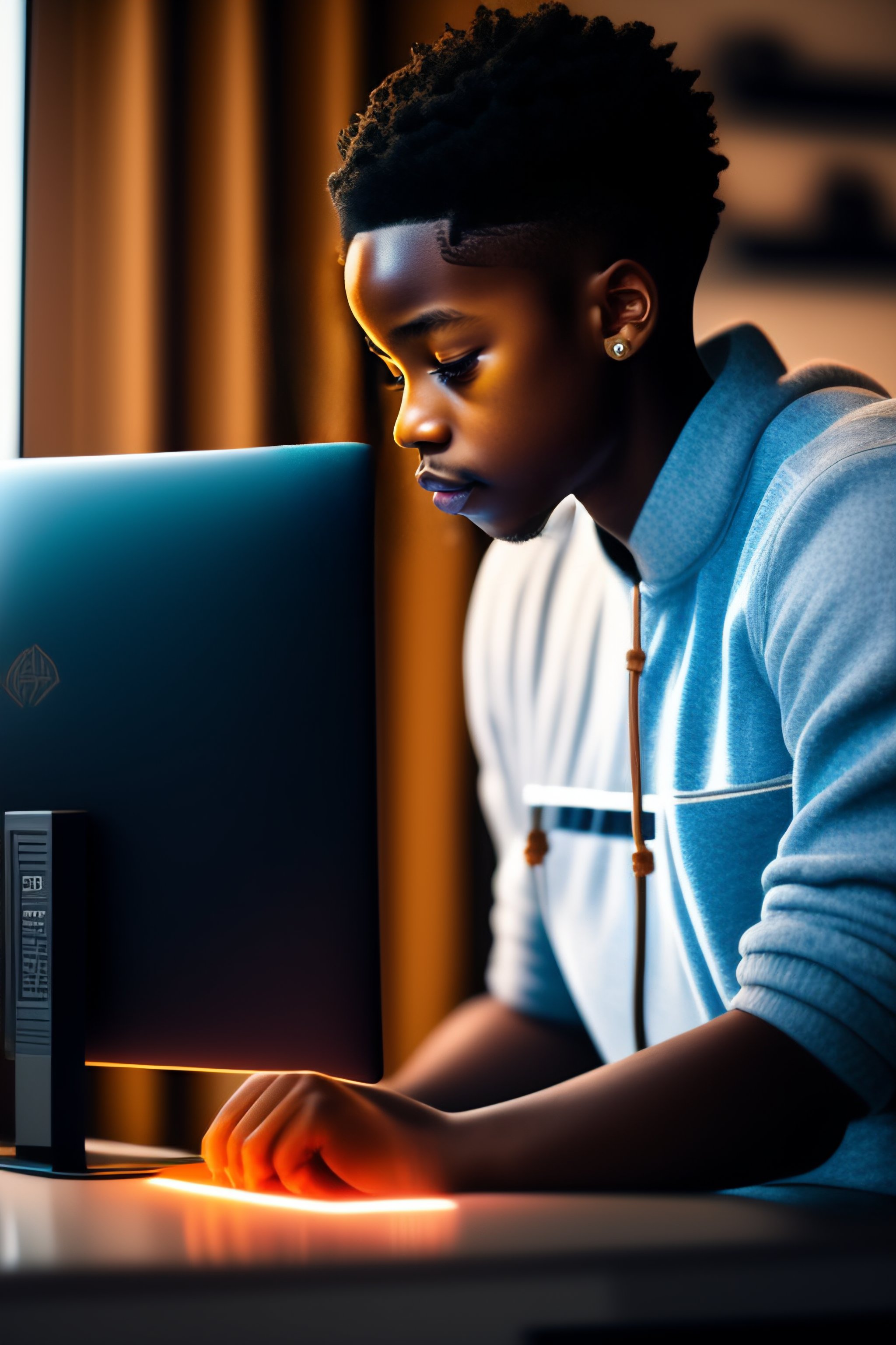 Lexica - Young black man coding in the night