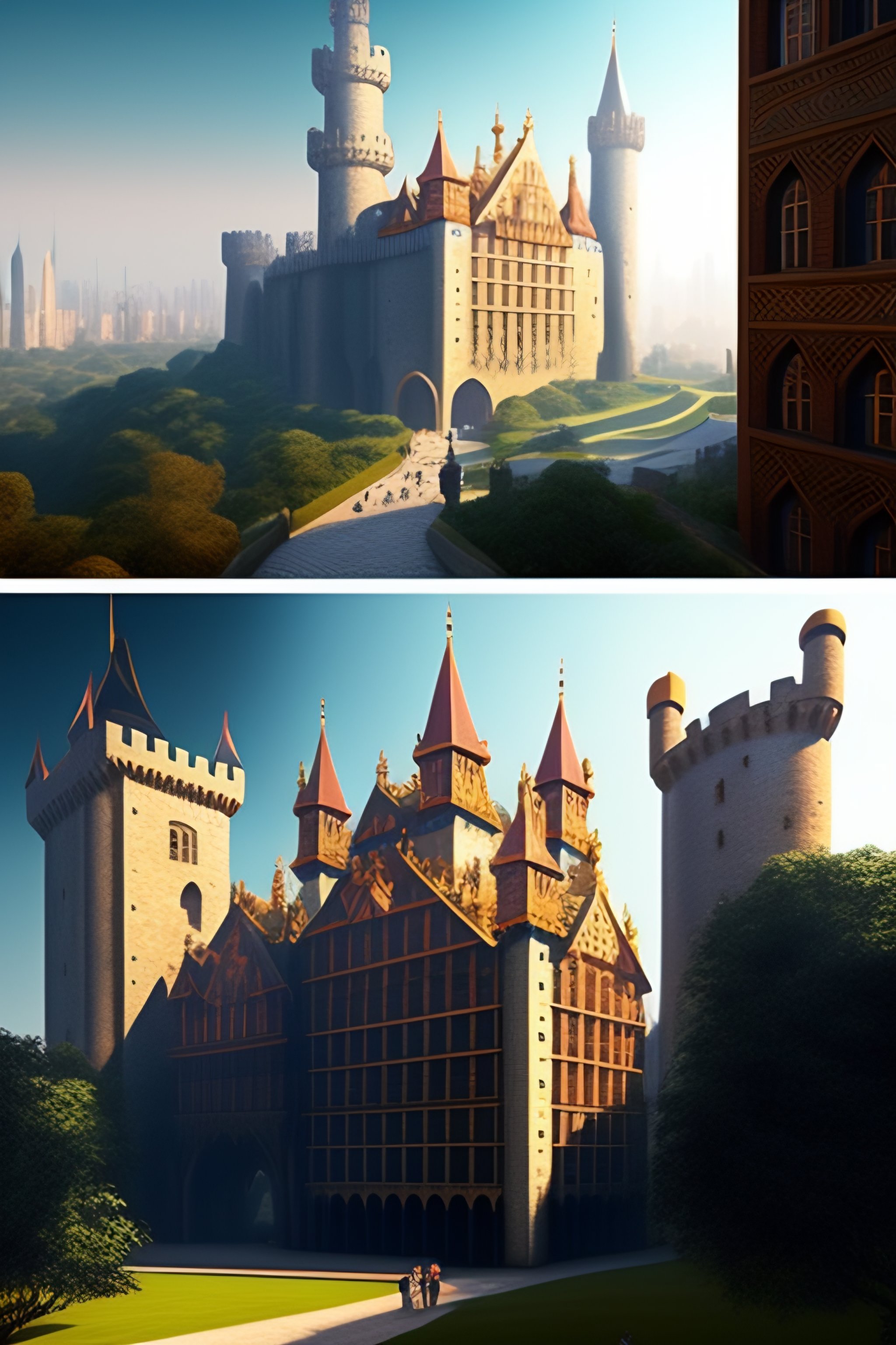 Lexica - Medieval castles built to look like a modern city, skyscrapers ...
