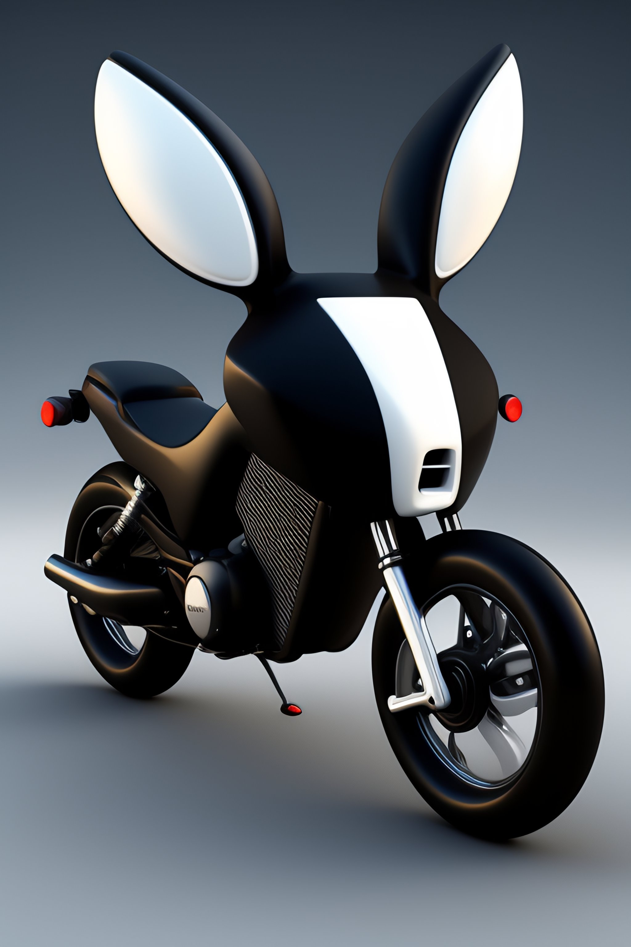 Lexica - Black Humanoid Rabbit with large white eyes riding a Suzuki 3d ...
