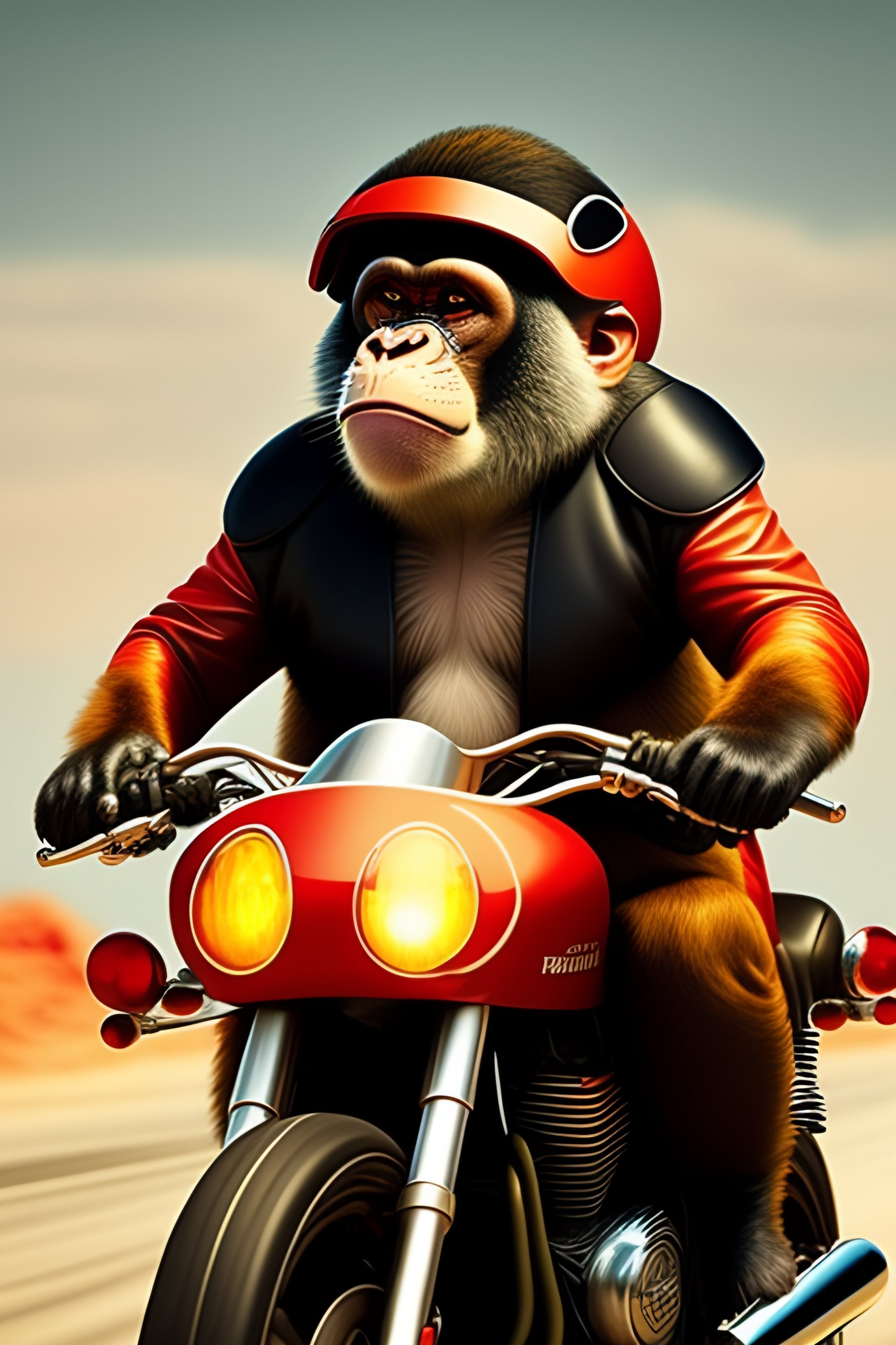 Lexica - Monkey funy riding a motorcycle, with face Pepe mujica, very ...