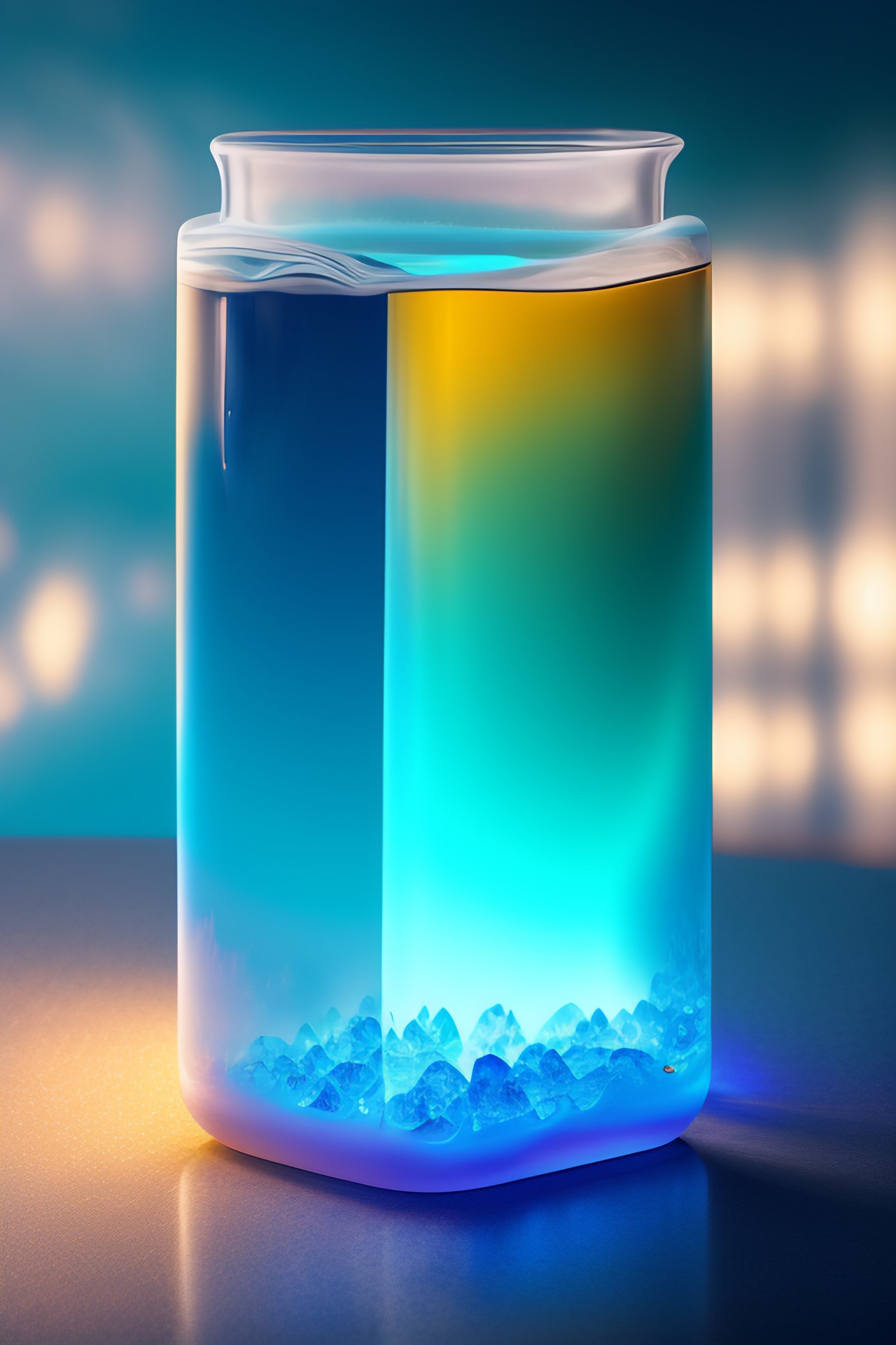 Lexica - Azure glowing liquid, photograph