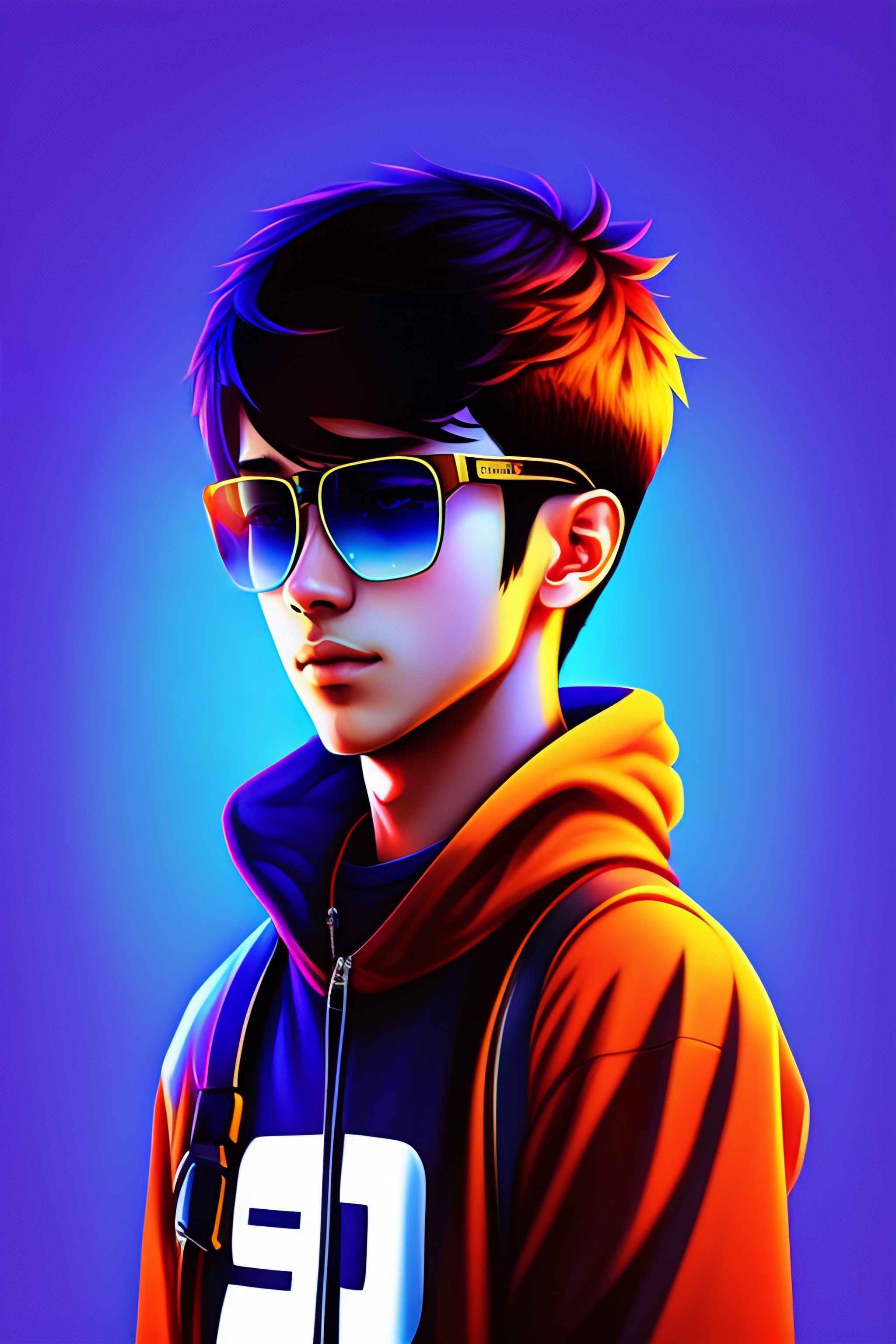 Lexica - A silhouette of a gamer boy, cartoon style, blue background ...