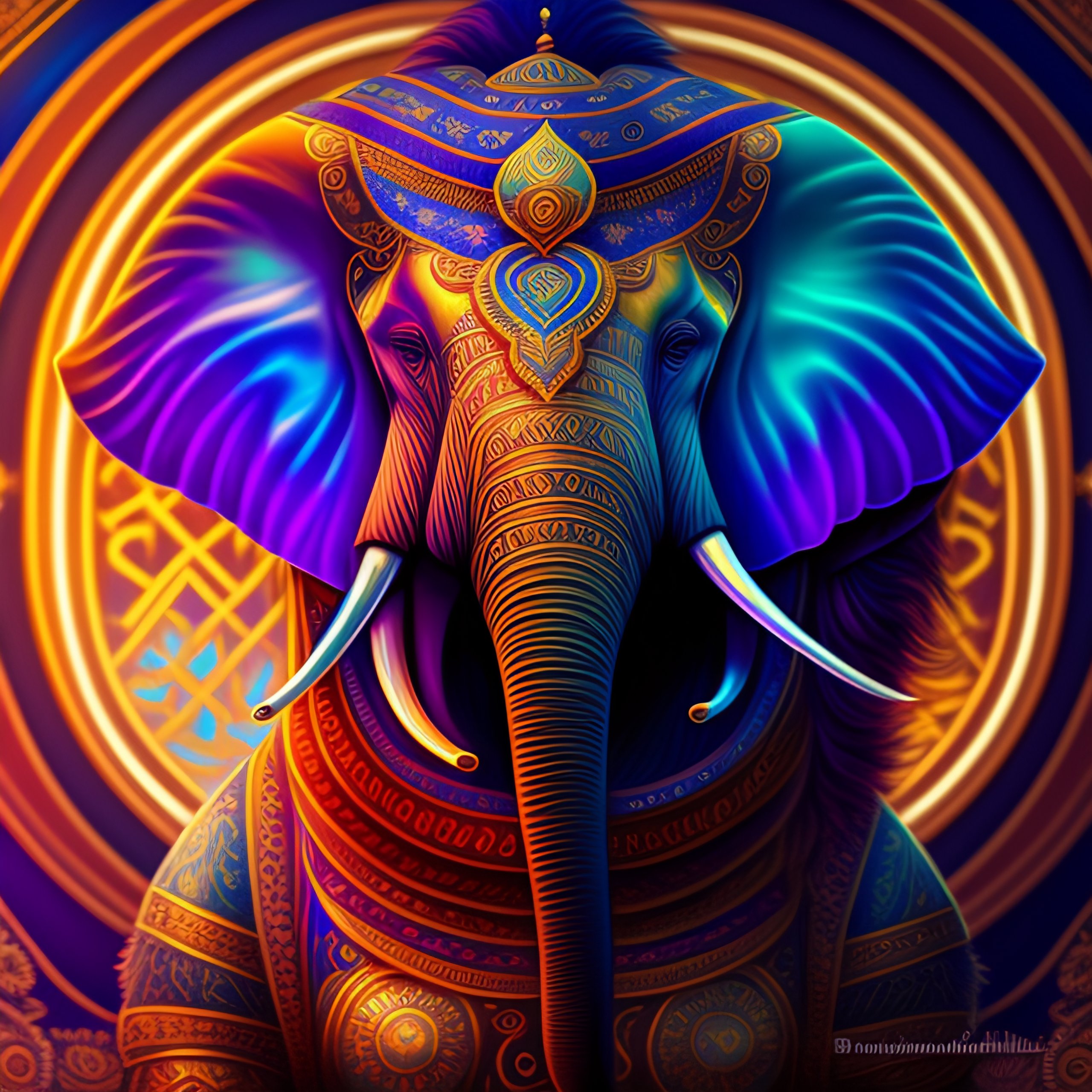 Lexica - Centered detailed portrait of a masked elephant wearing a ...