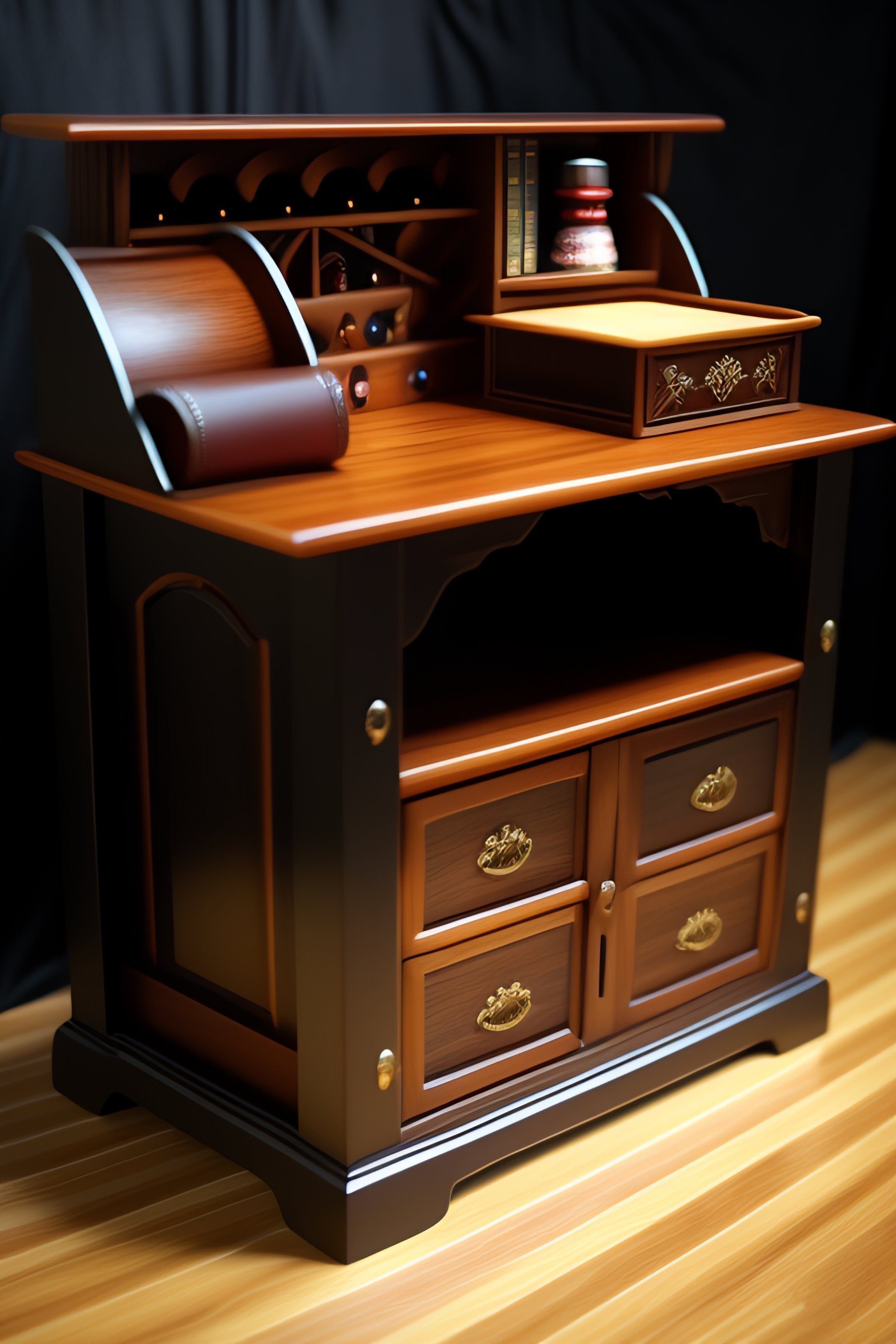 Lexica - Fantasy wizard's work table in cabinet