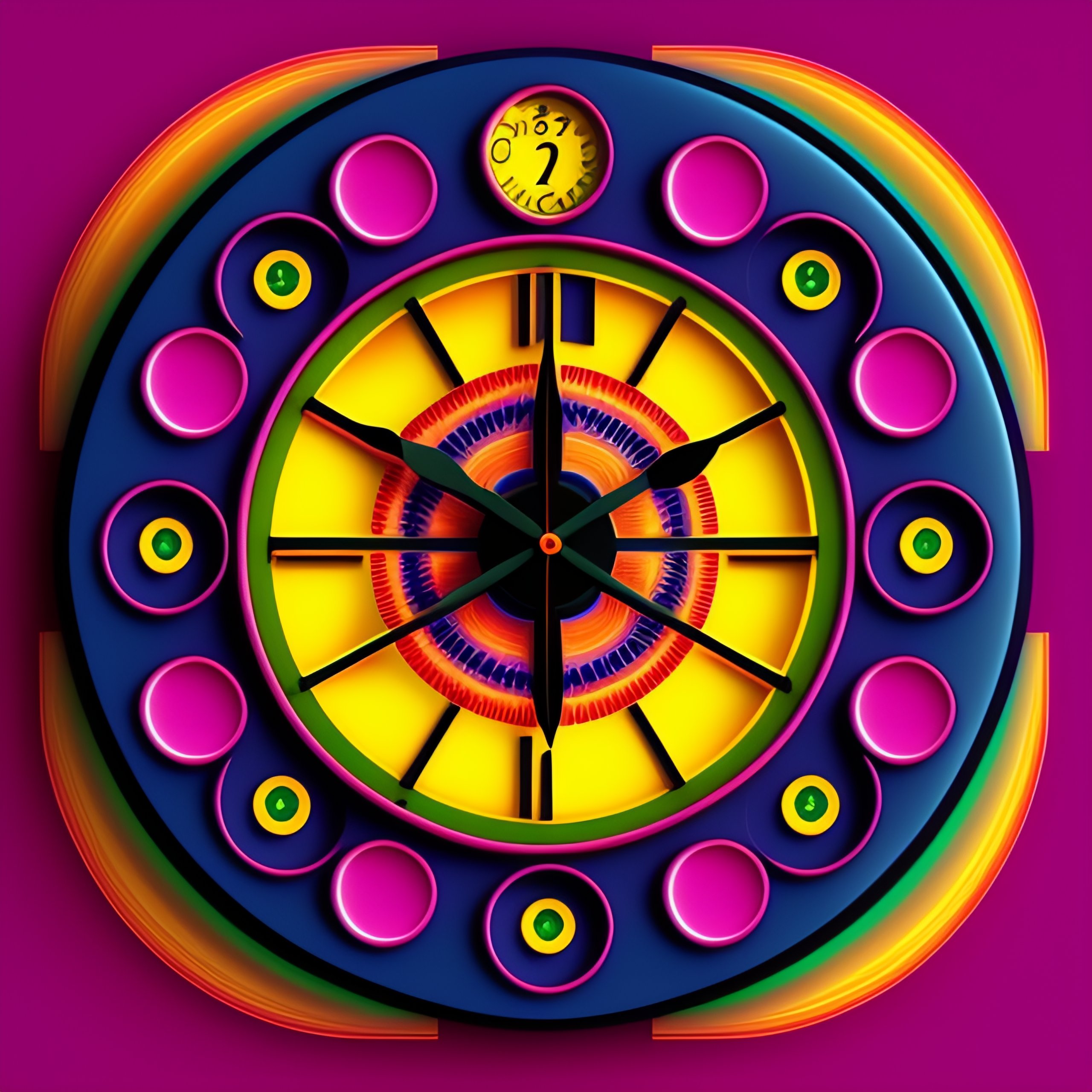 Lexica - An illustration of a psychedelic clock showing time 4:20