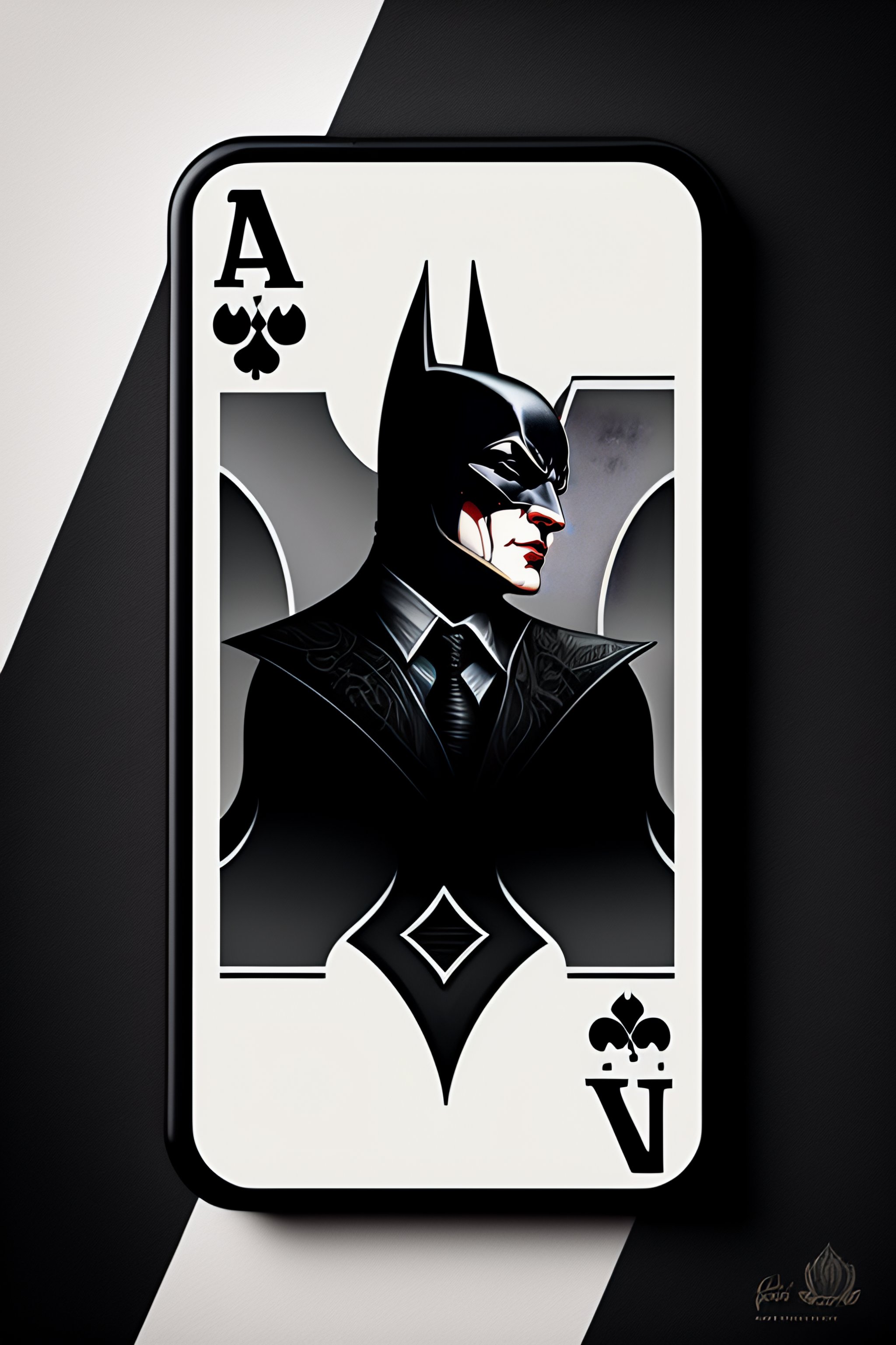 Lexica - Playing card of joker and batman dark stylé black and white