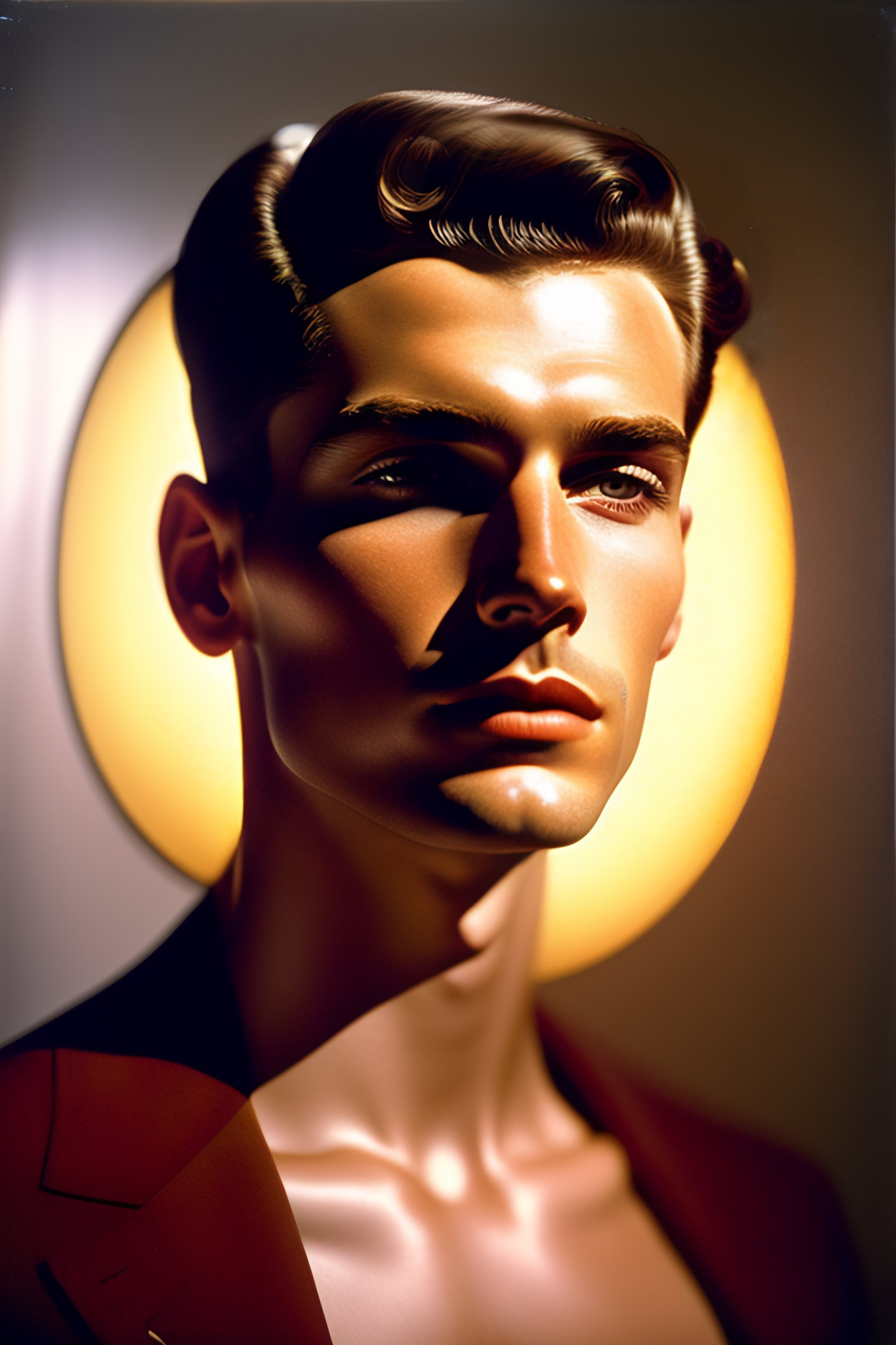 Lexica - Symmetry, man, portrait, rim light, 1950's