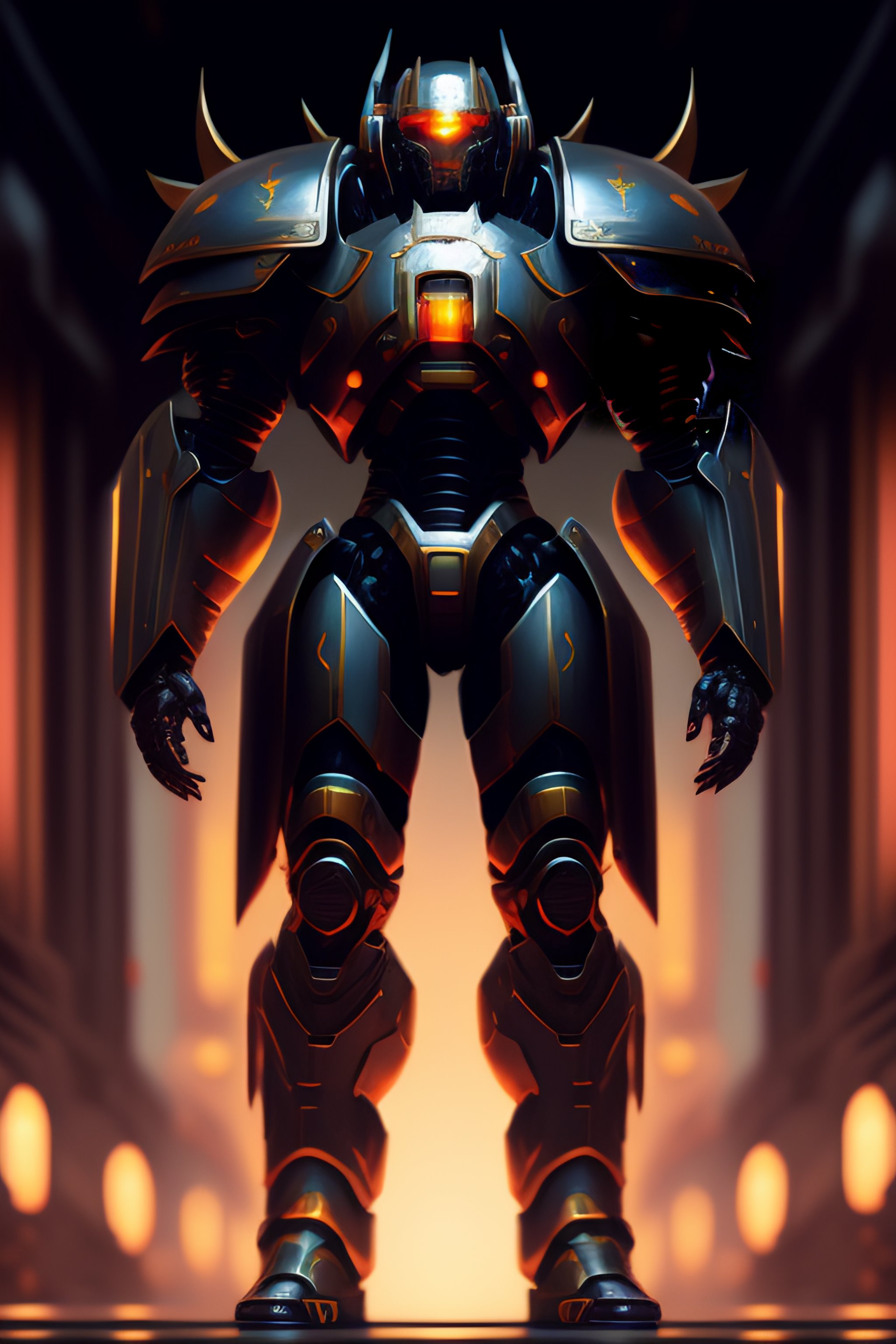 Lexica - Male Cyborg, warhammer 40k, human eye, full body shot, Horror ...