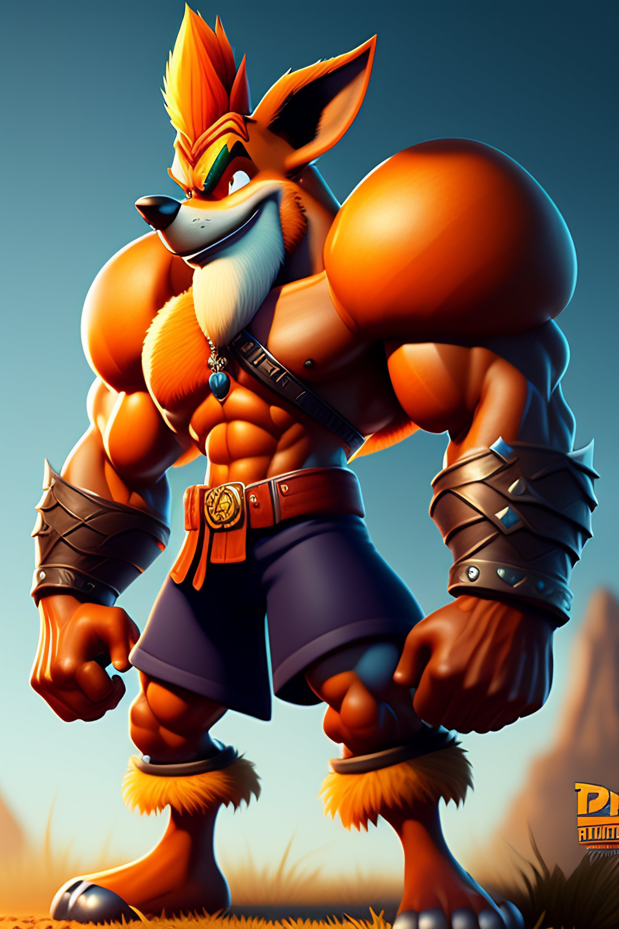 Lexica - CRASH BANDICOOT, a highly detailed illustration, muscular ...