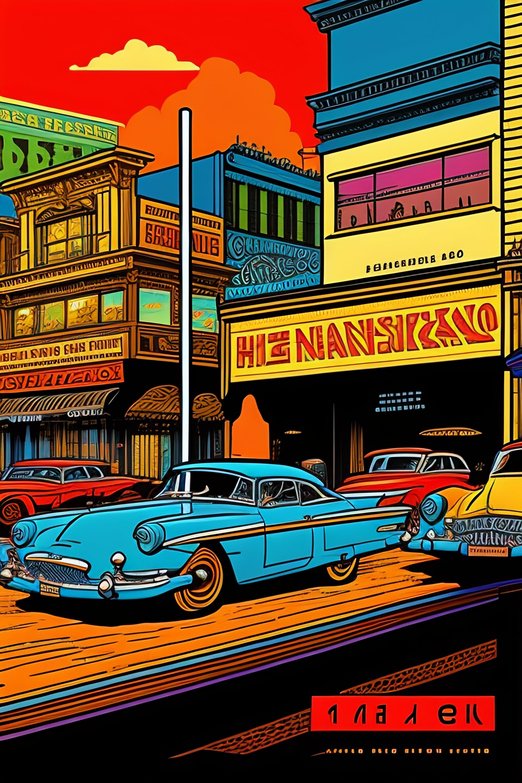 Lexica - Maximalist chaotic stunning San Francisco, illustrated by Hergé, style of tin tin ...
