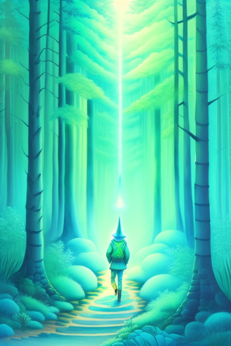 Lexica - Watercolor of a psychedelic universe of a green haired man ...