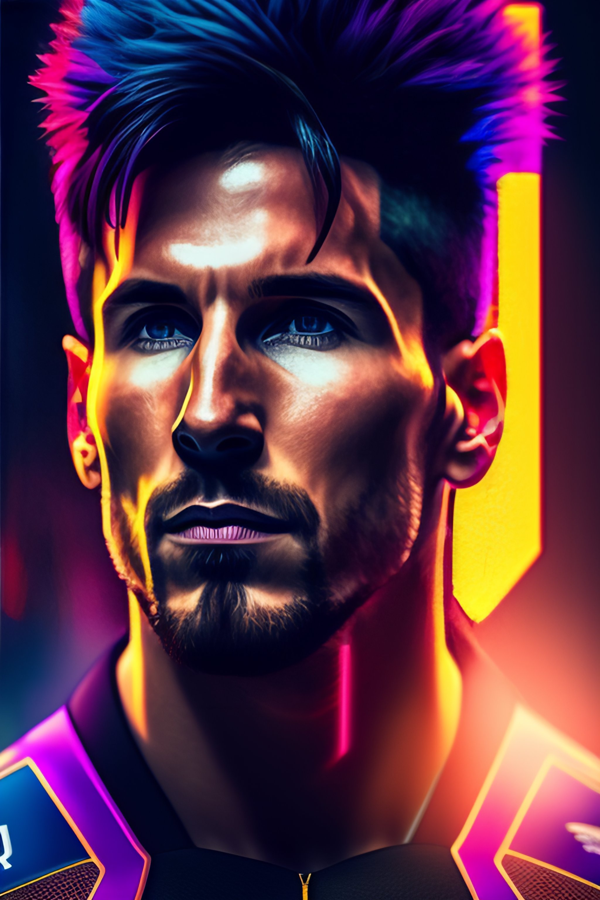 Lexica - Symmetry!! portrait of cyberpunk Lionel Messi 8k