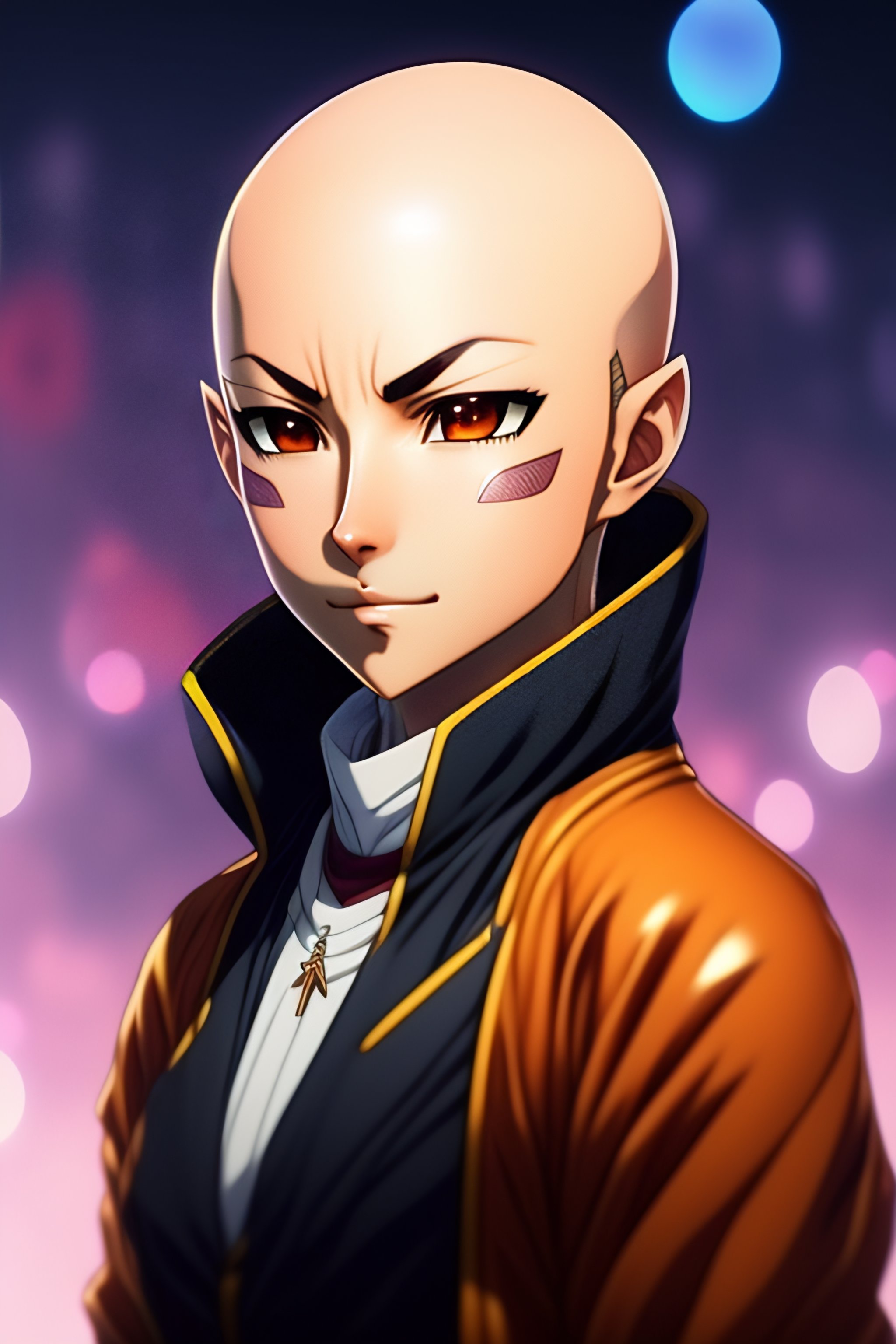 Lexica - Bald anime character, no expression, no emotion, no background ...