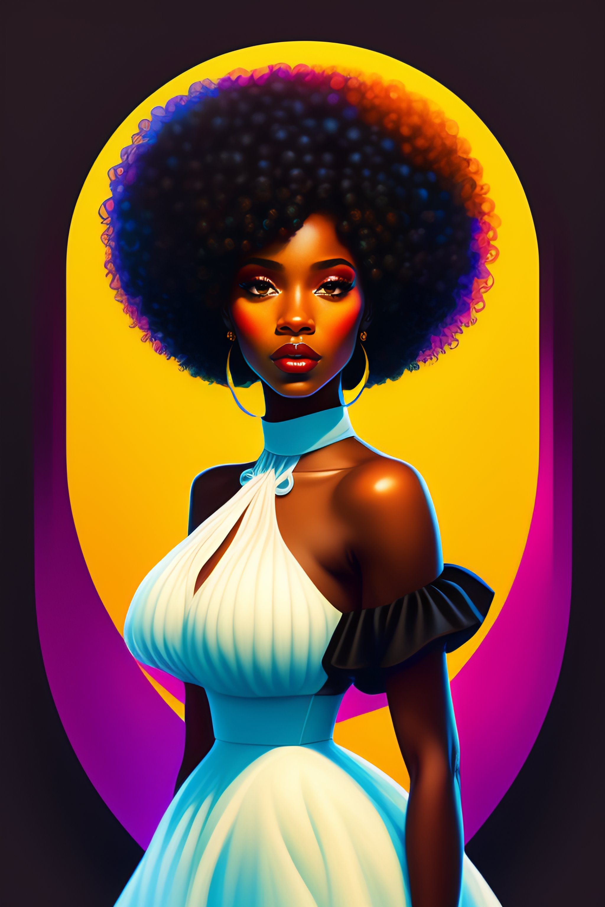 Lexica - Art nouveau beautiful black woman,pixar,with short afro ...