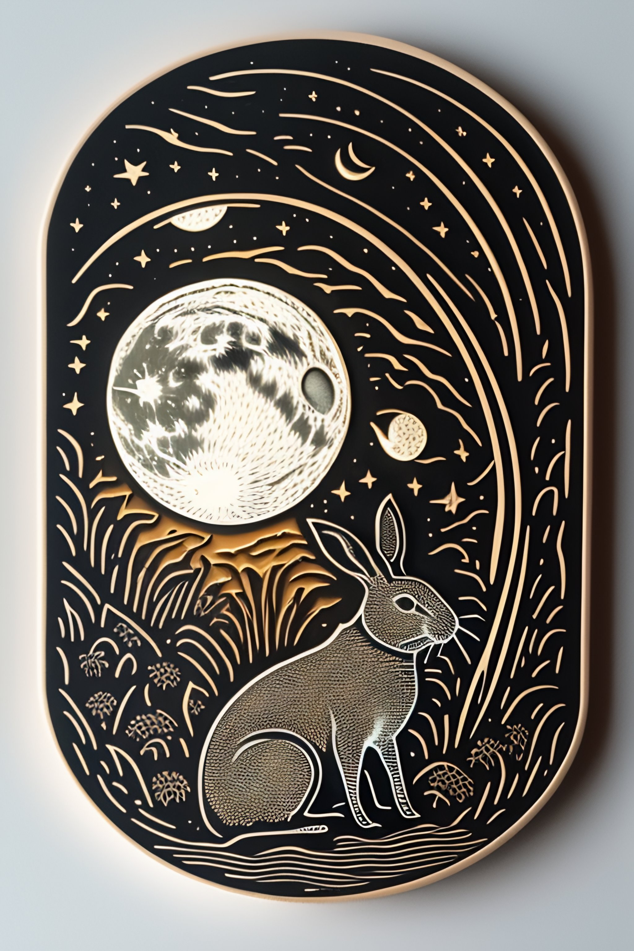 Lexica - Linocut of rabbit in the moon, single color