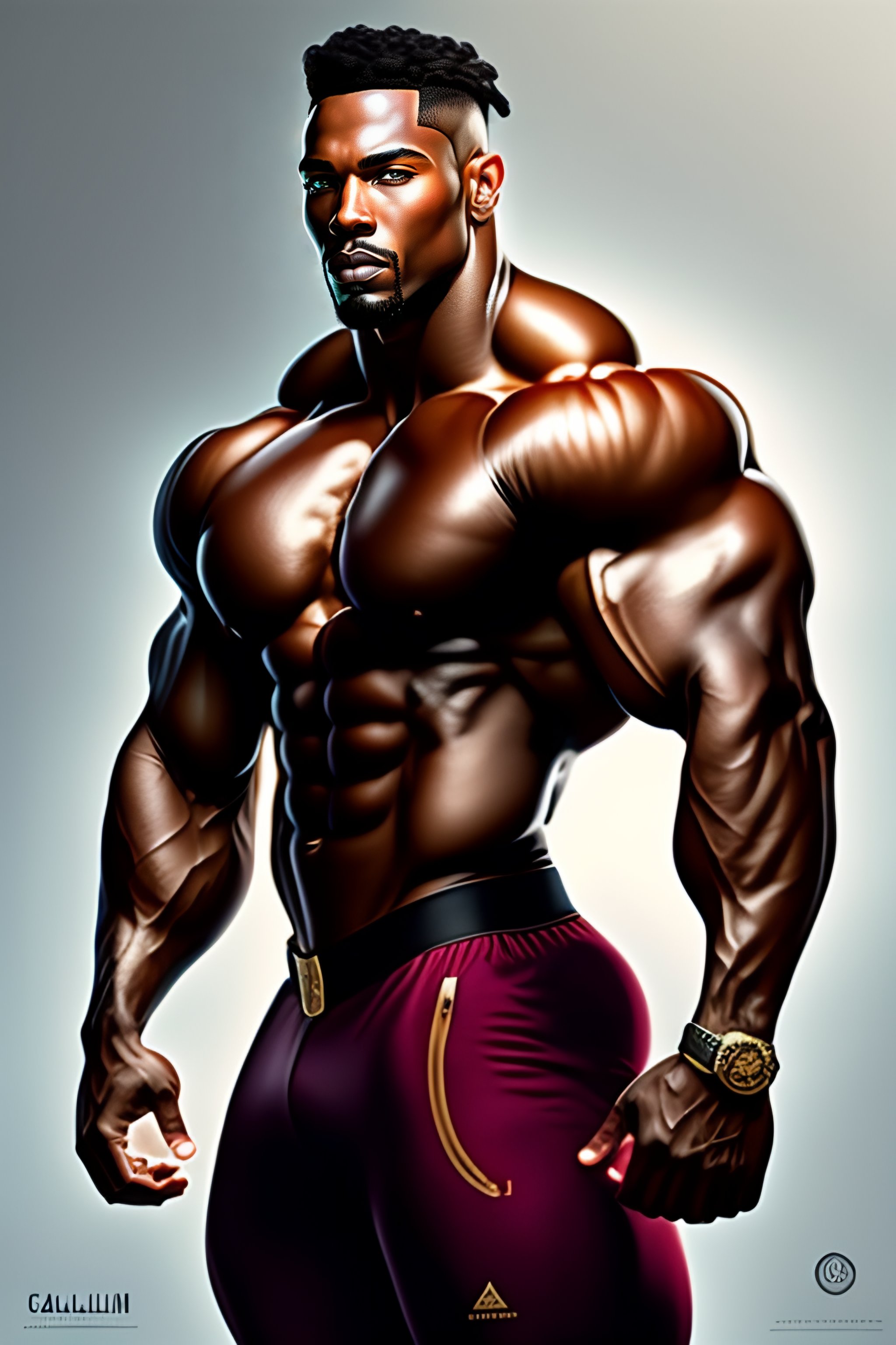 Lexica - CAILOU, a highly detailed illustration, focused bodybuilding pose, muscular, intricate ...