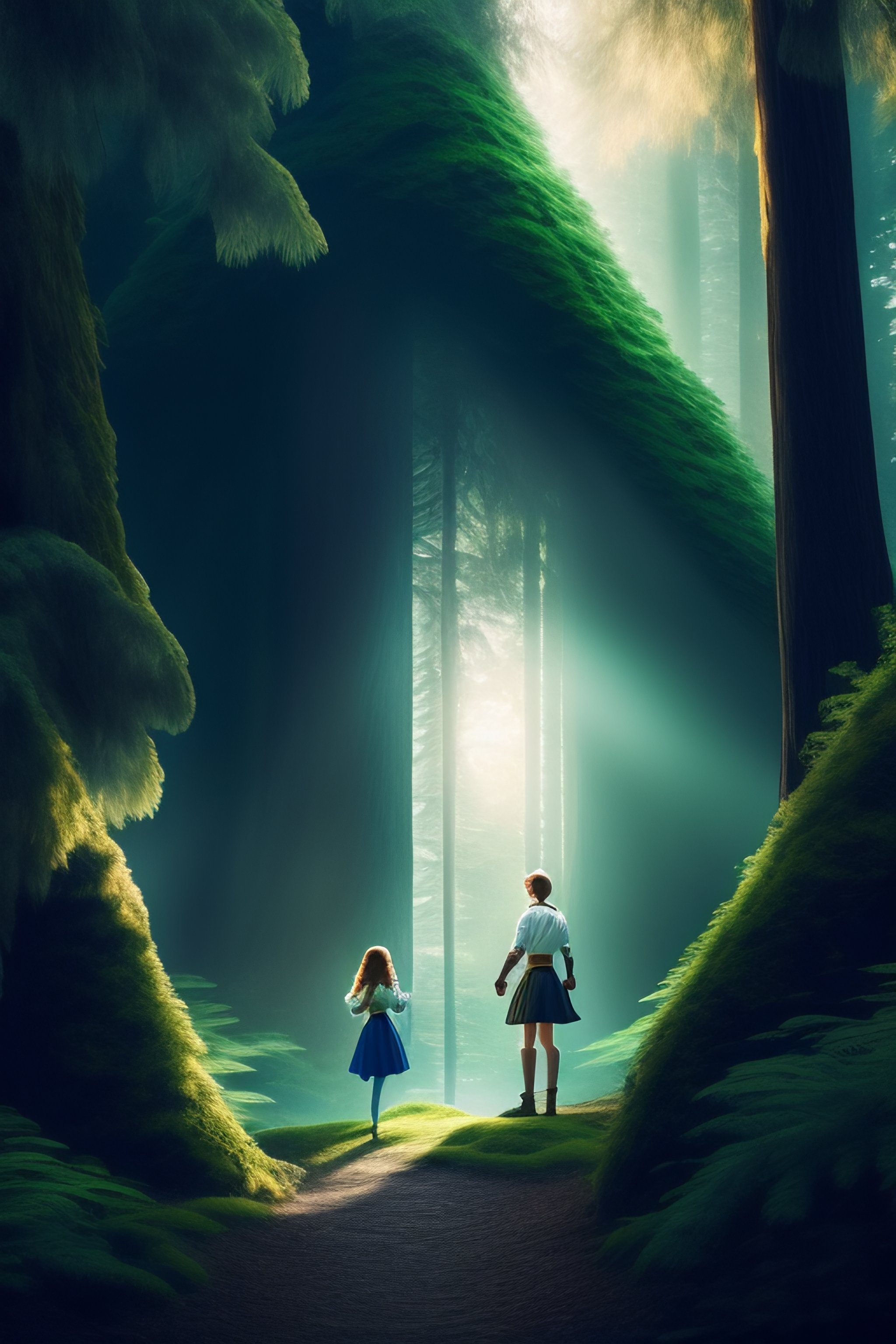 Lexica - Peter Pan and Wendy,enchanted forest,photo realistic, highly ...