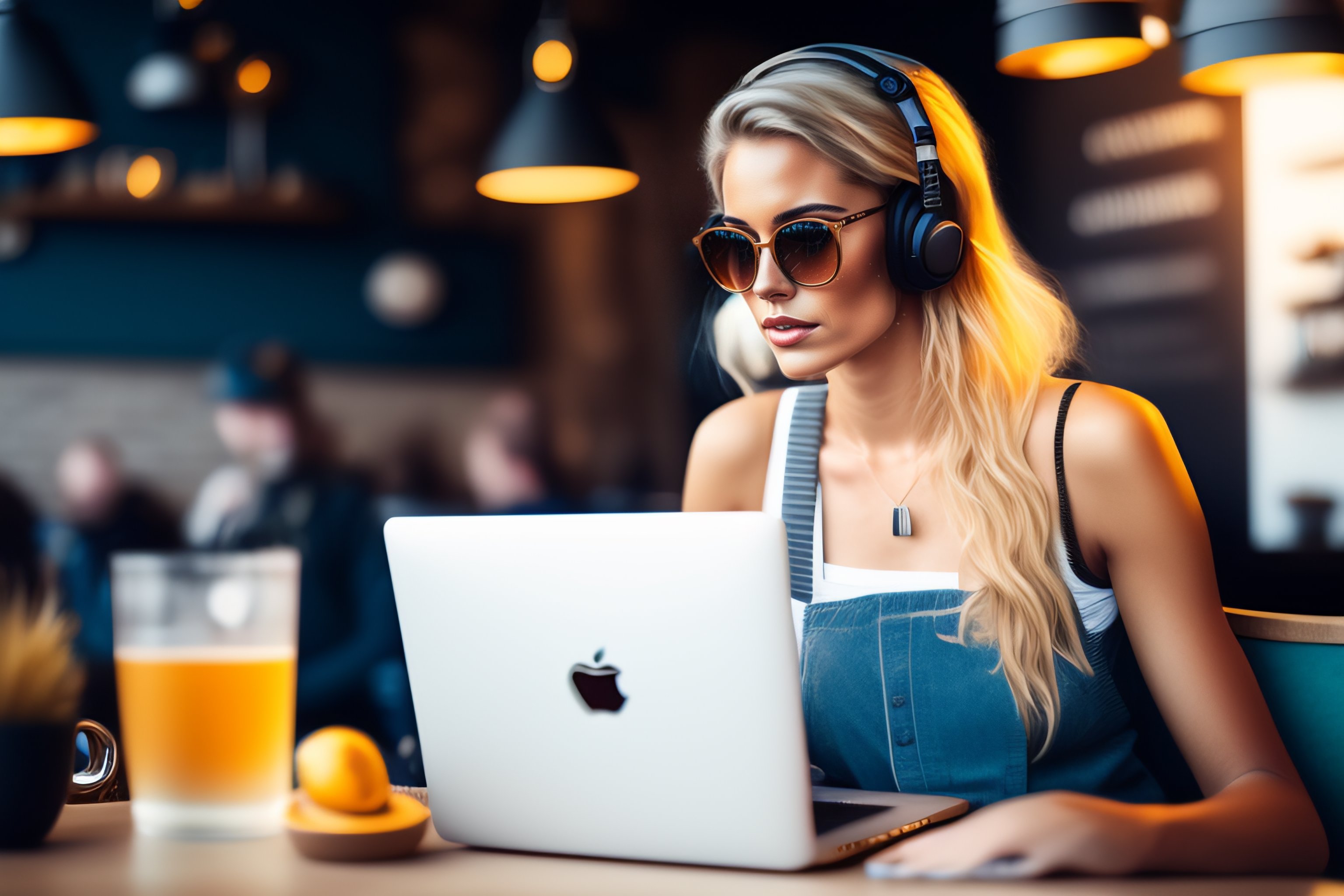 Lexica - Hipster, working in cafe, blond, on macbook, programing ...