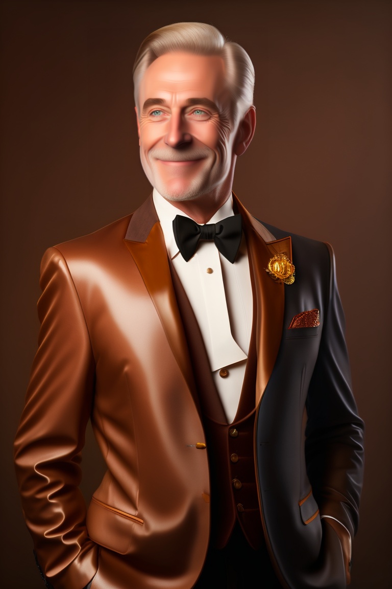 Lexica - Old business man , rich jacket, brown blach white background