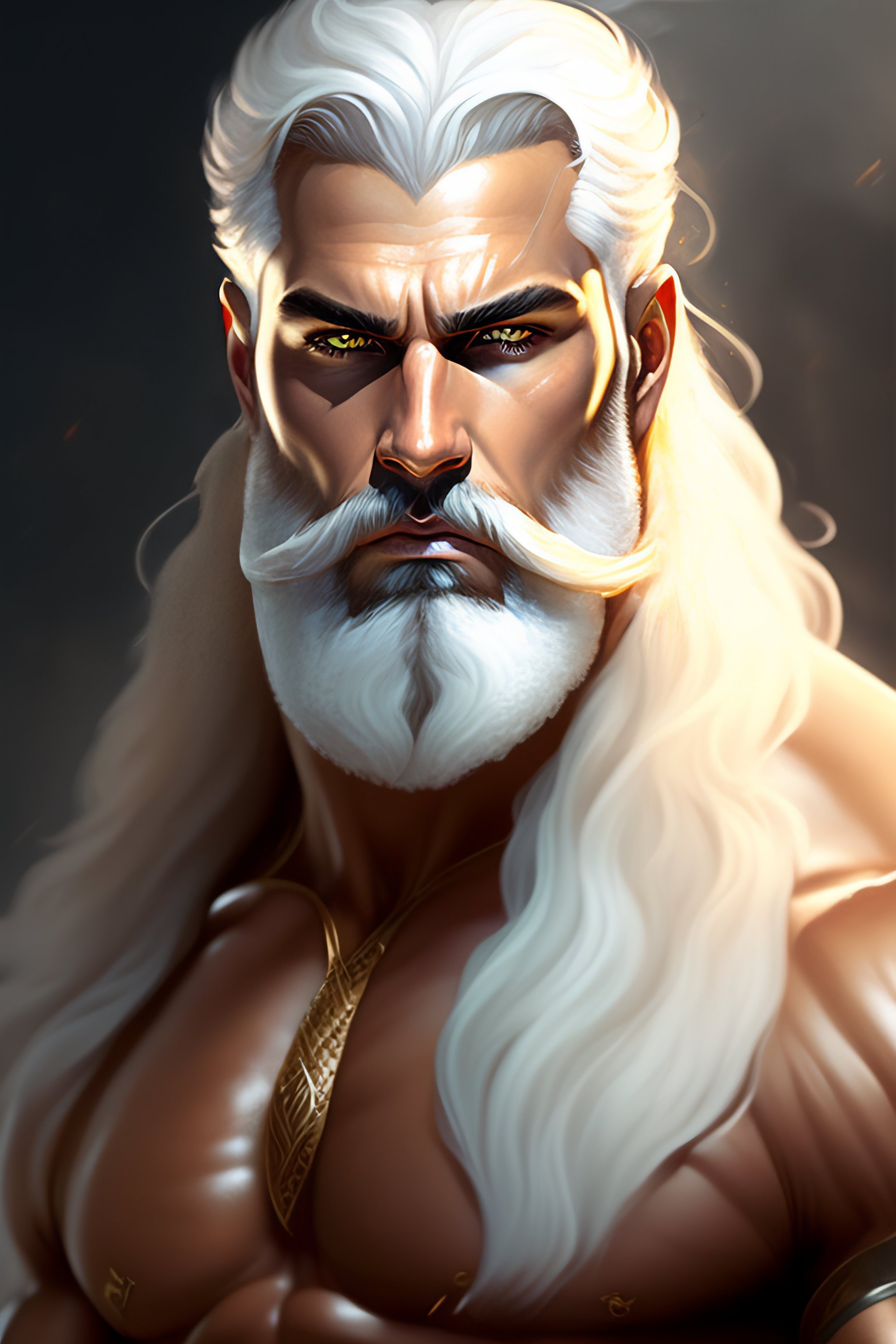 Lexica - Painted portrait of rugged zeus greek god, lightening weapon ...