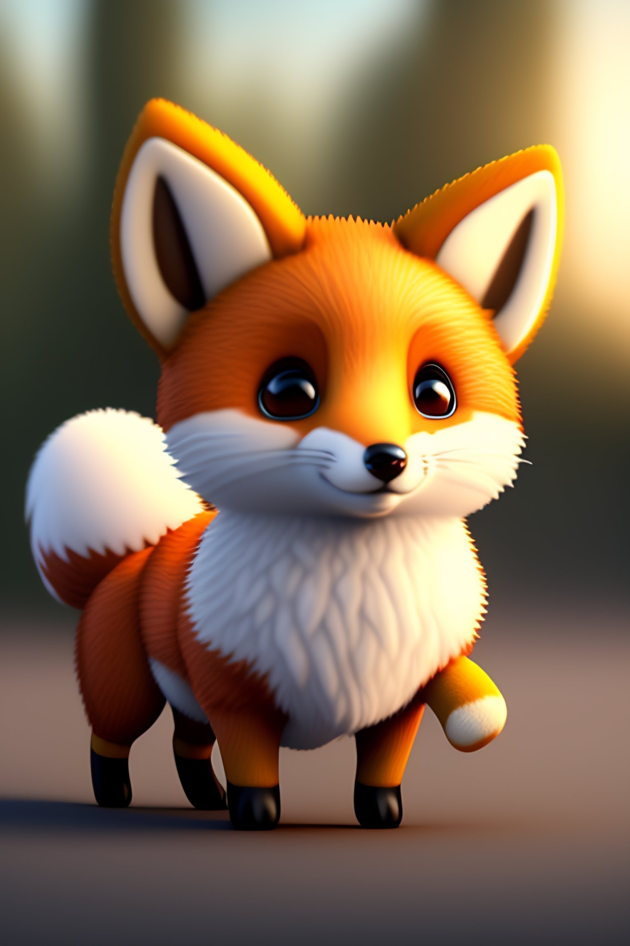 Cute Cartoon Fox With Big Eyes