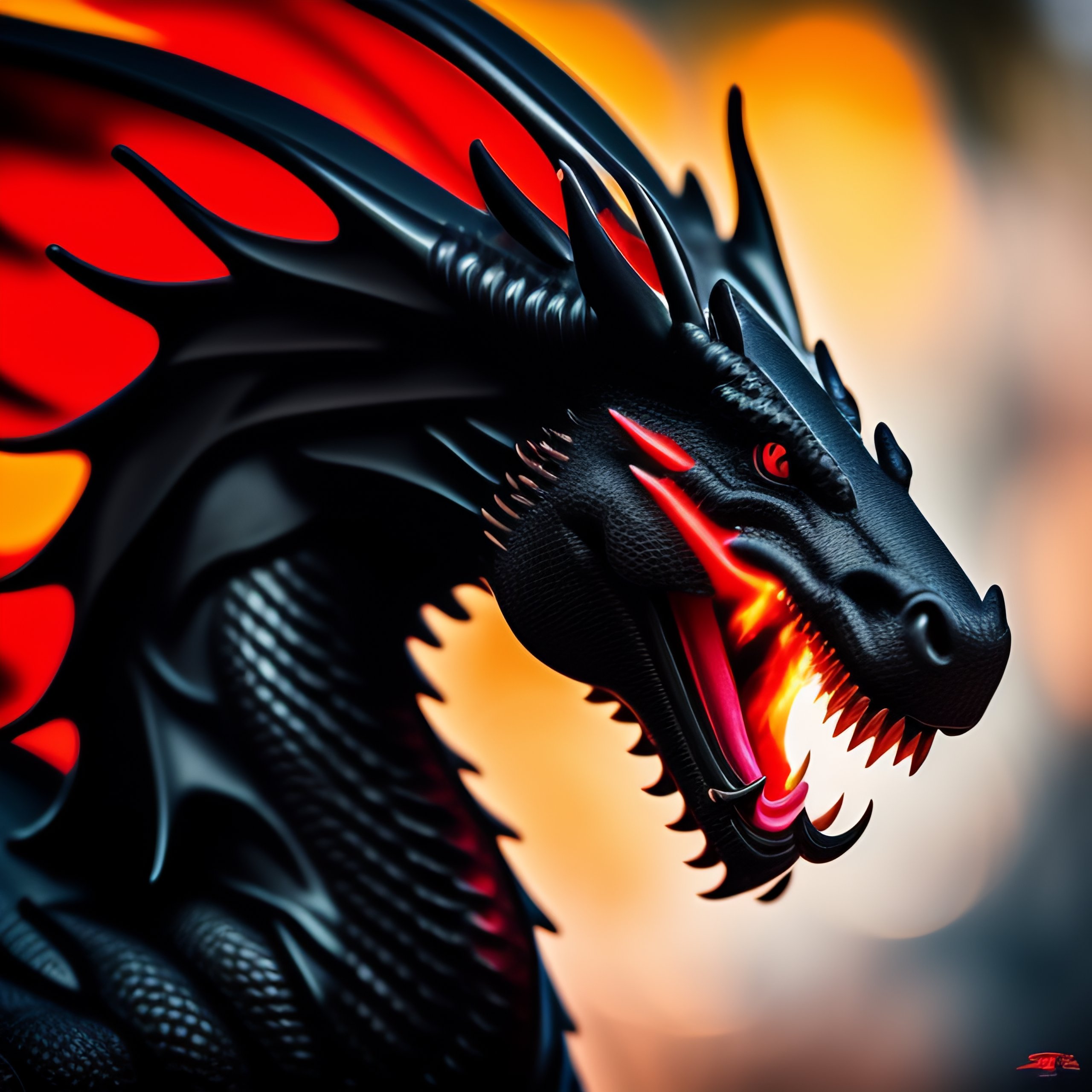 Lexica - Portrait of a china black dragon breathing fire, sharp